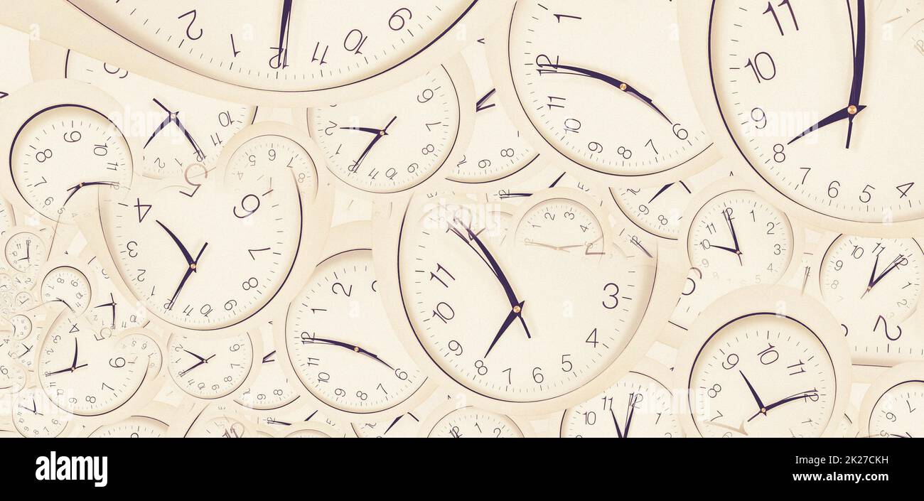 Droste effect background with infinite clock spiral. Abstract design ...