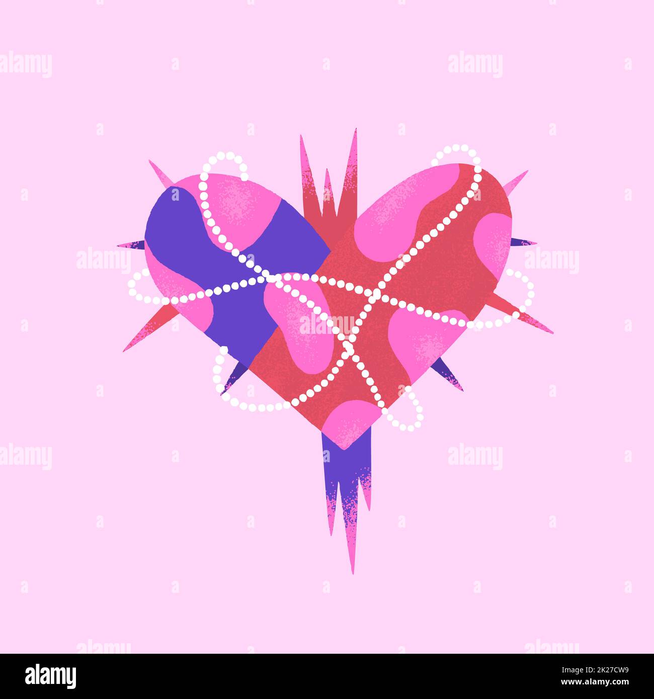 Dangerous heart. Creative Valentines Day card. Contemporary art ...