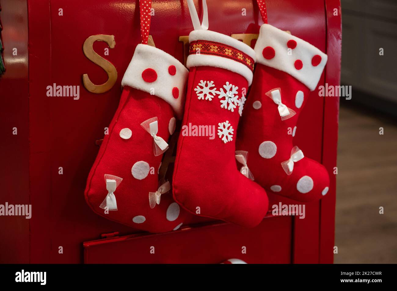 Red santa mail box Stock Photo - Alamy