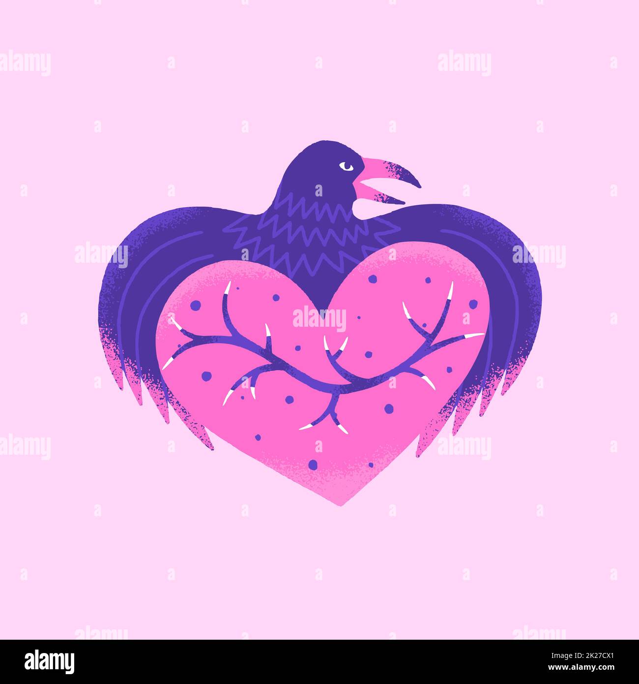 Dangerous heart. Creative Valentines Day card. Contemporary art ...