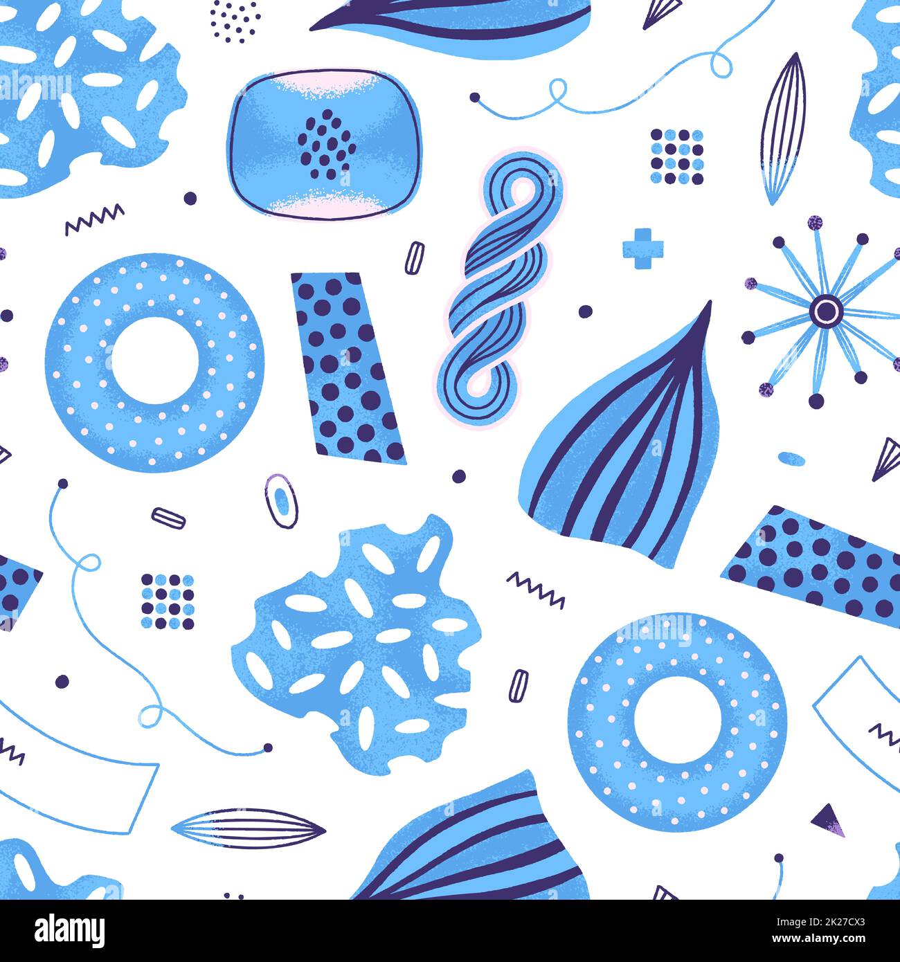 Vector seamless pattern of creative different textured shapes in hand ...