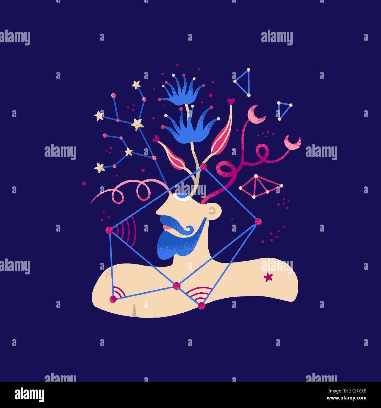 Vector bust of a man. An illustration of the inner self ...