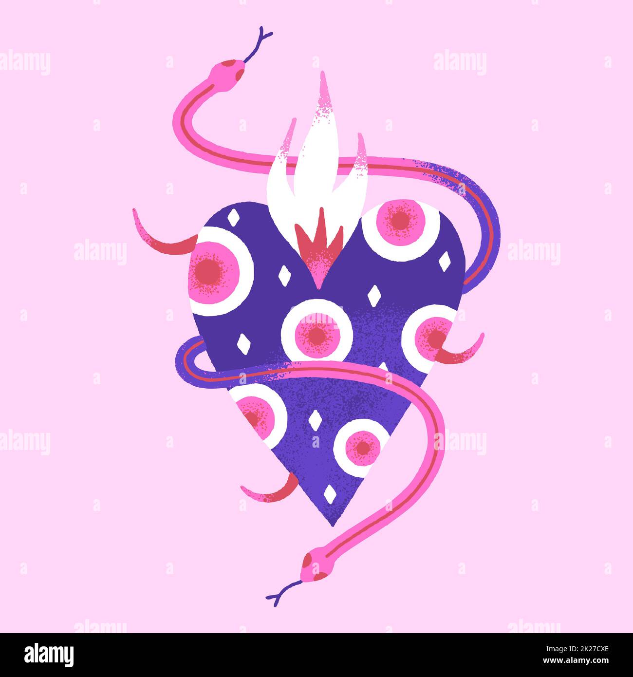 Dangerous heart. Creative Valentines Day card. Contemporary art ...