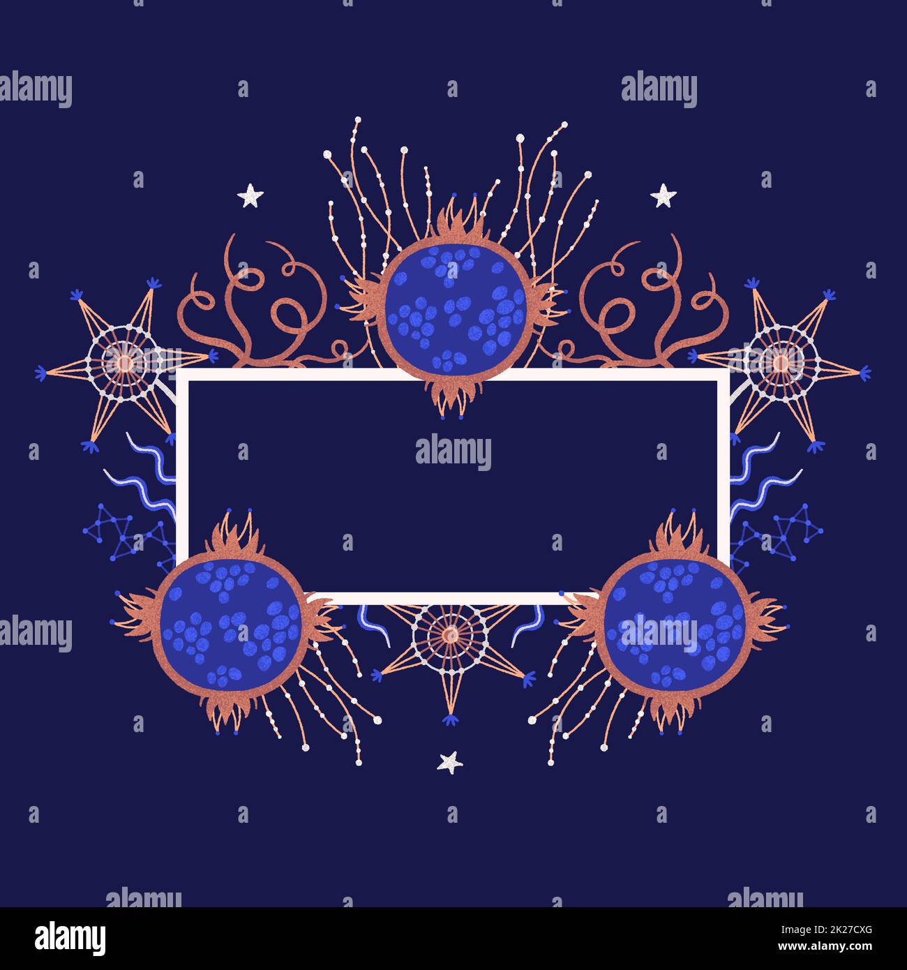 Floral frame of mysterious witch night flowers. Design with mysterious ...