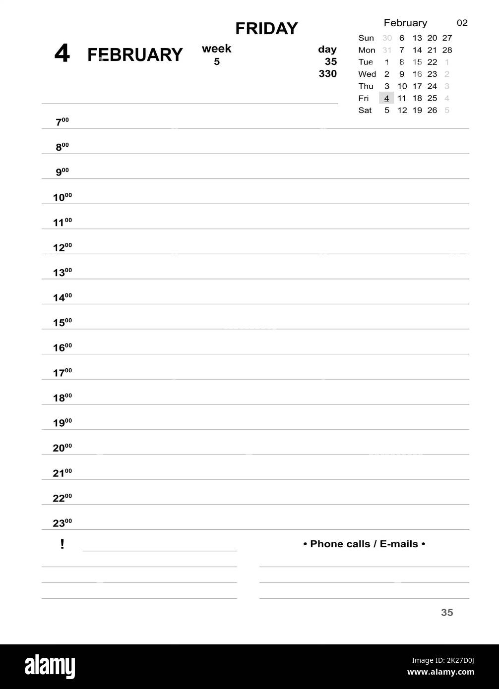 Daily planner for business. February 2022 diary. Calendar 2022 dated ...