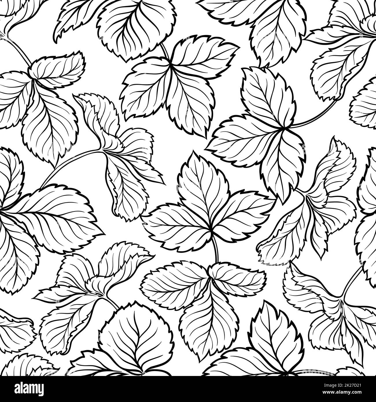 Fresh strawberry fruit pattern Black and White Stock Photos & Images ...