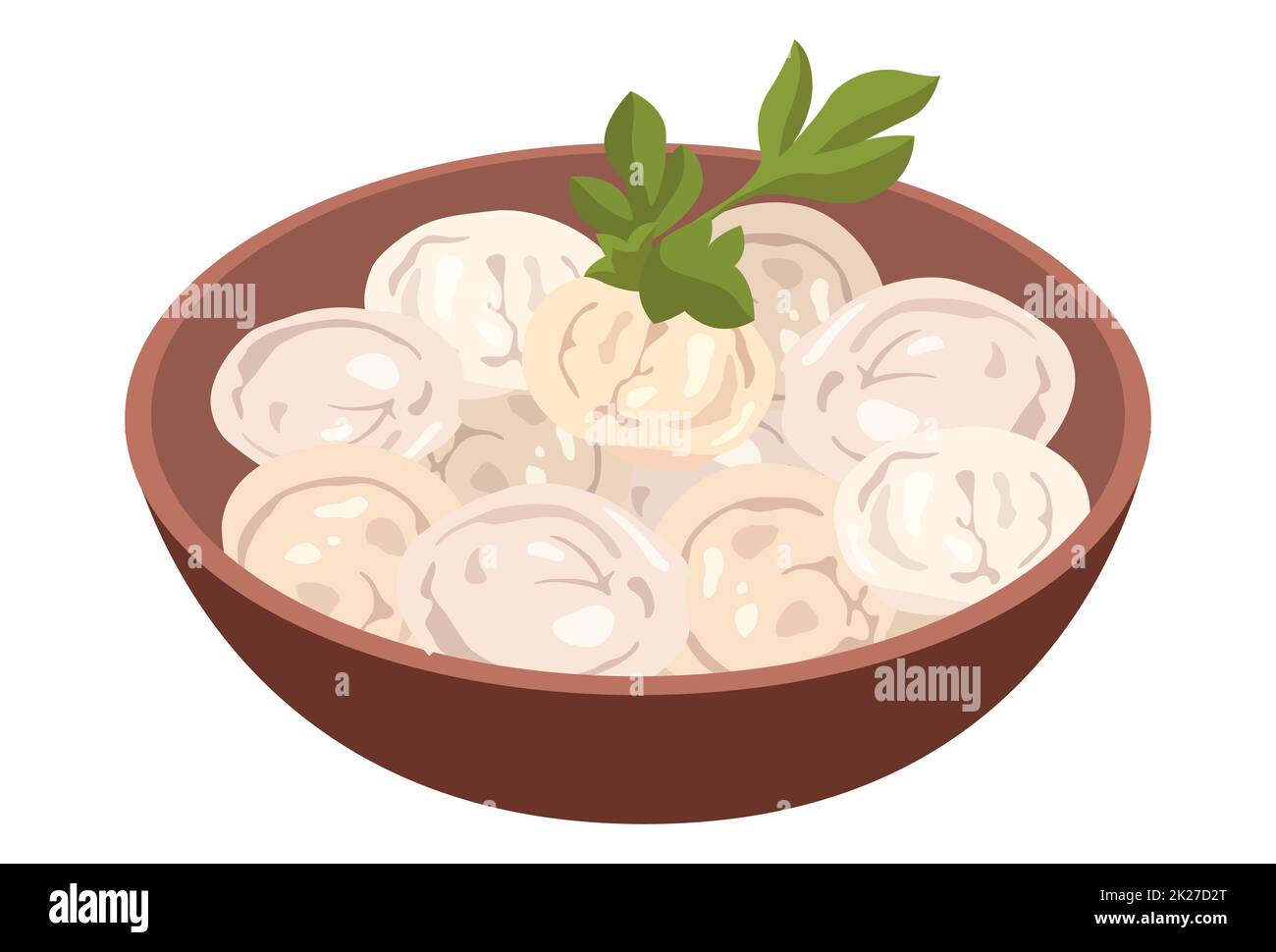 Realistic freshly brewed dumplings plate isolated on white background ...