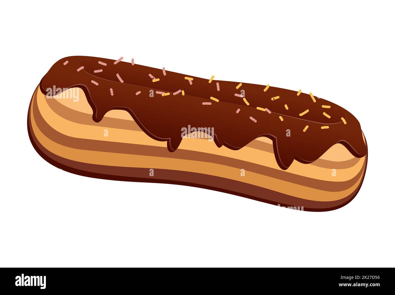 Realistic eclair with dark chocolate isolated on white background ...