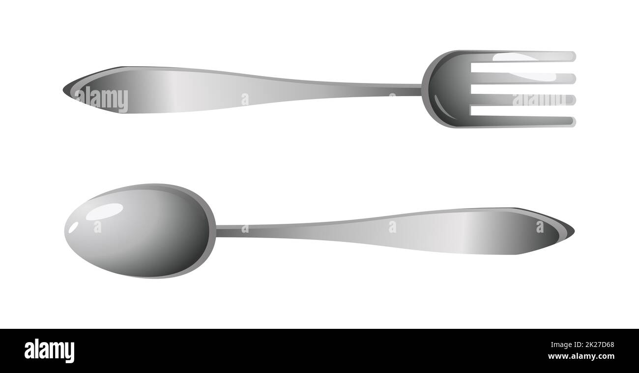 Realistic table fork and spoon on white background - Vector Stock Photo ...