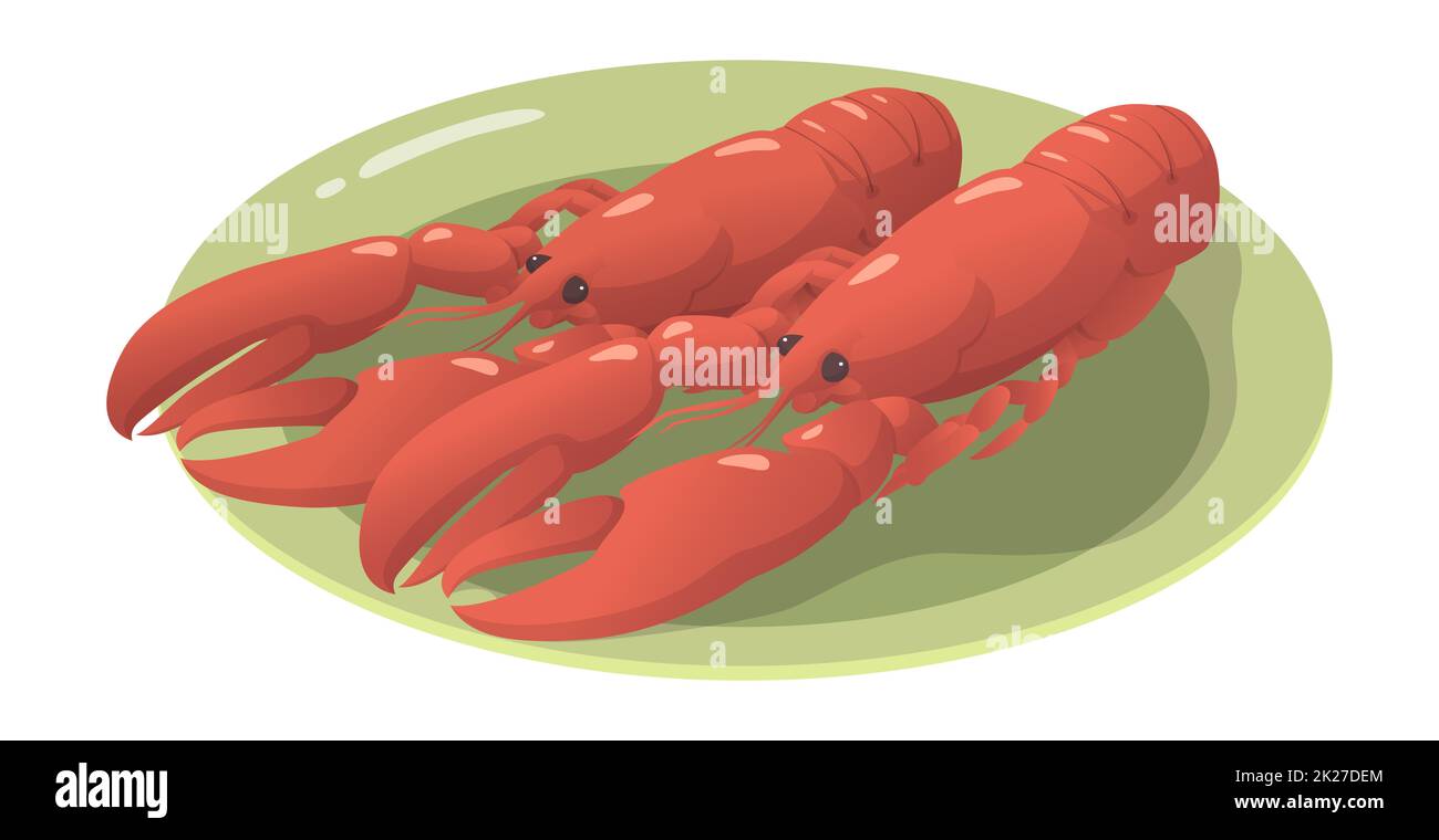 Realistic cooked boiled crayfish with lemon white background - Vector ...