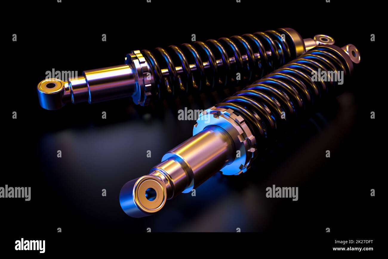 car shock absorber on black Stock Photo - Alamy