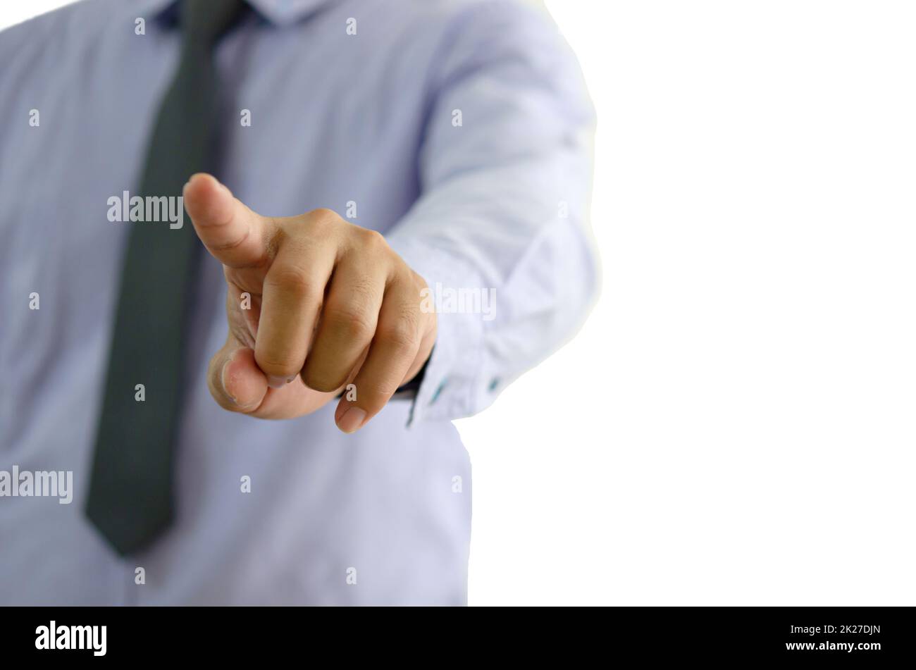 business man hand pointing fingers on white background.Clipping path ...