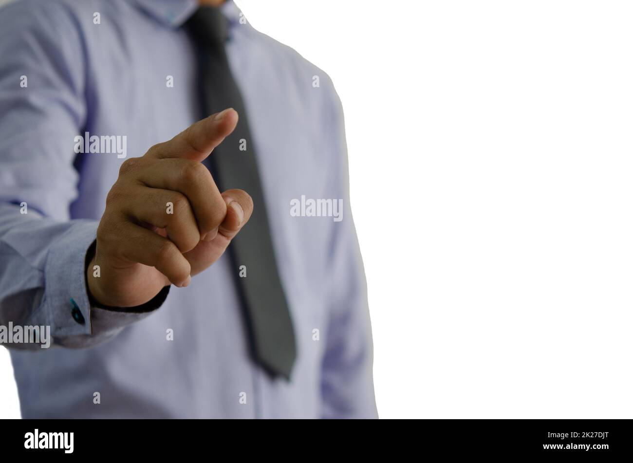 business man hand pointing fingers on white background.Clipping path ...