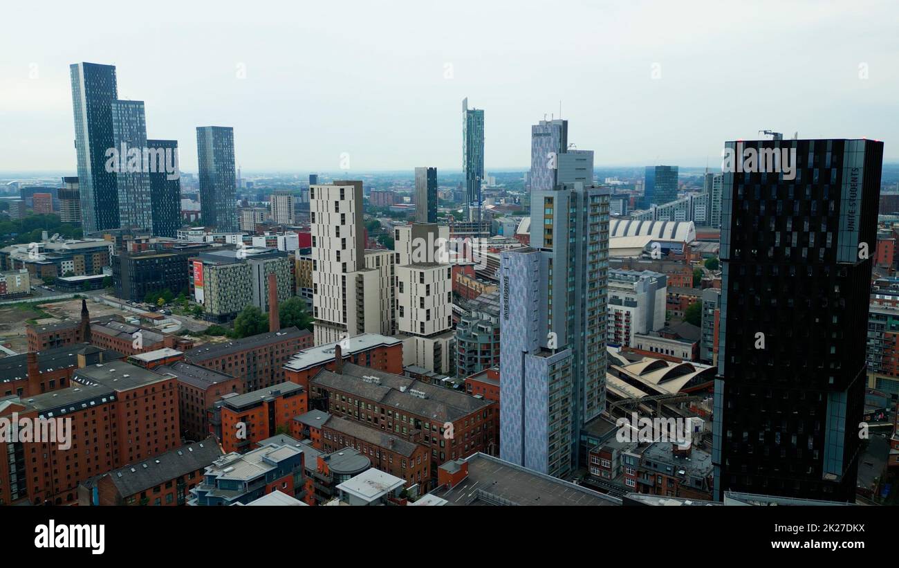 The skyscrapers of Manchester - aerial view - MANCHESTER, UK - AUGUST ...