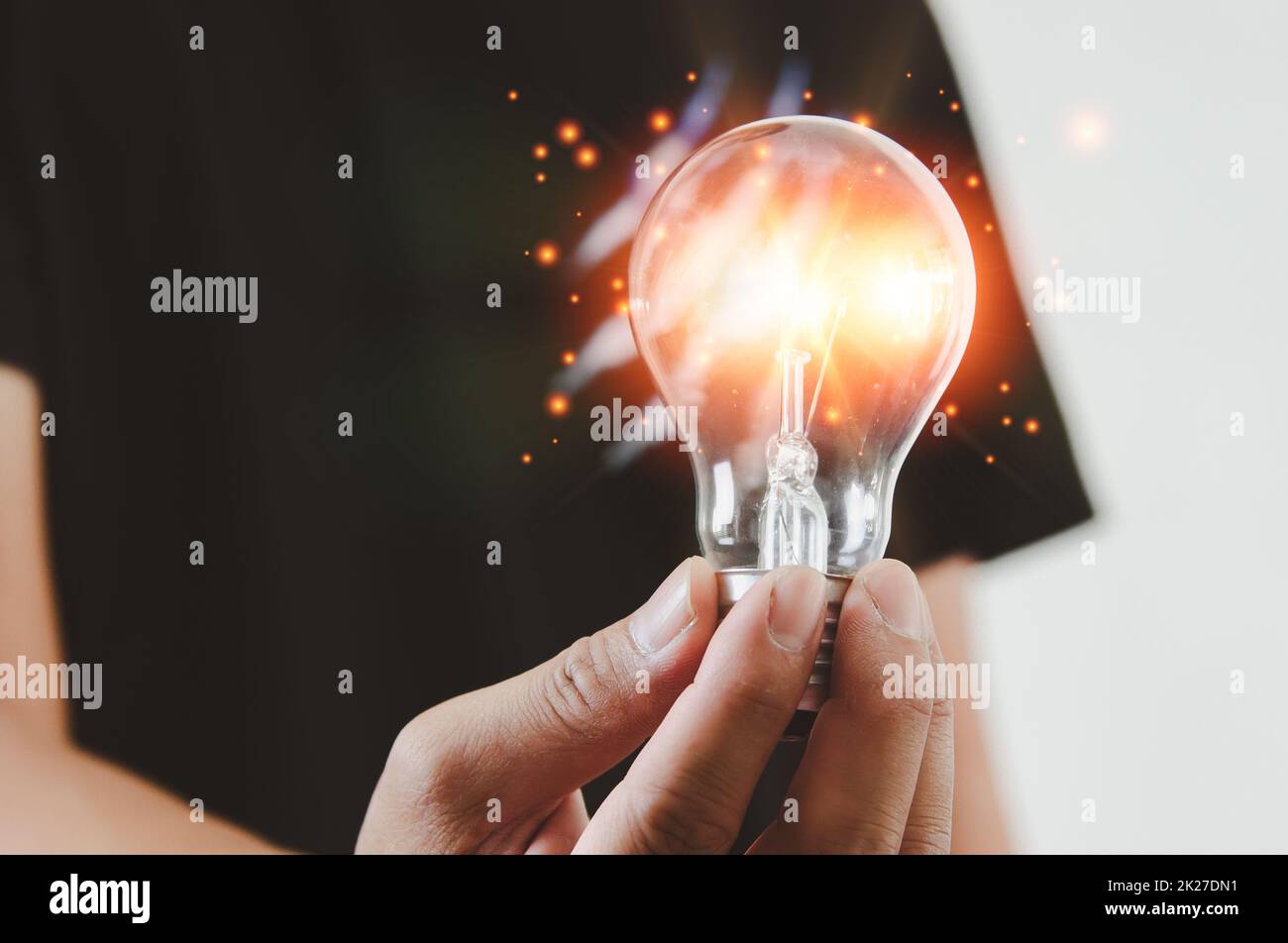 hand holding light bulb ideas Great inspiration and innovation Stock ...