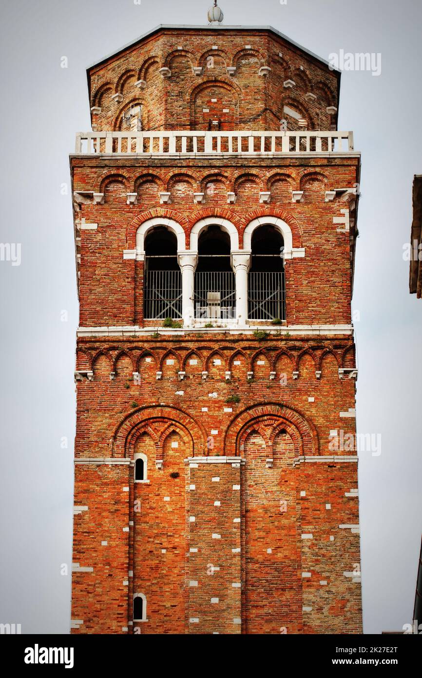 Bell tower of Santa Maria dei Frari church in Venice, Italy Stock Photo ...