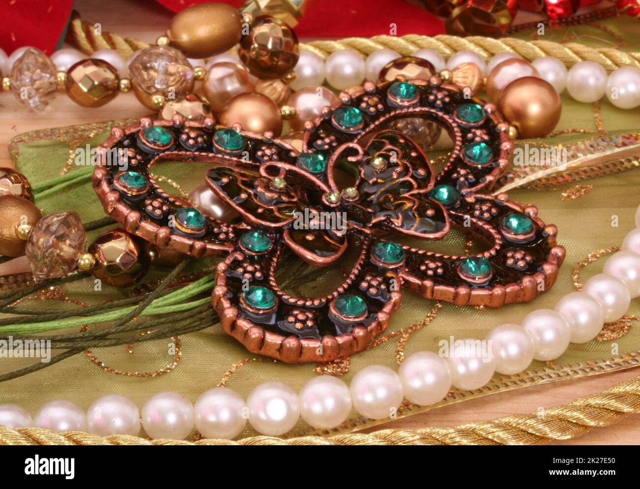 Butterfly and Pearls Victorian Style Butterfly in Holiday Display Stock ...