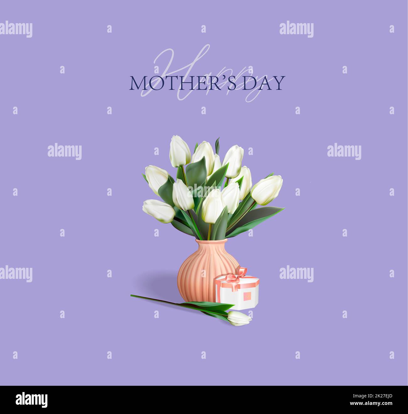MOTHER'S DAY handwritten text with flowers. Template for poster ...
