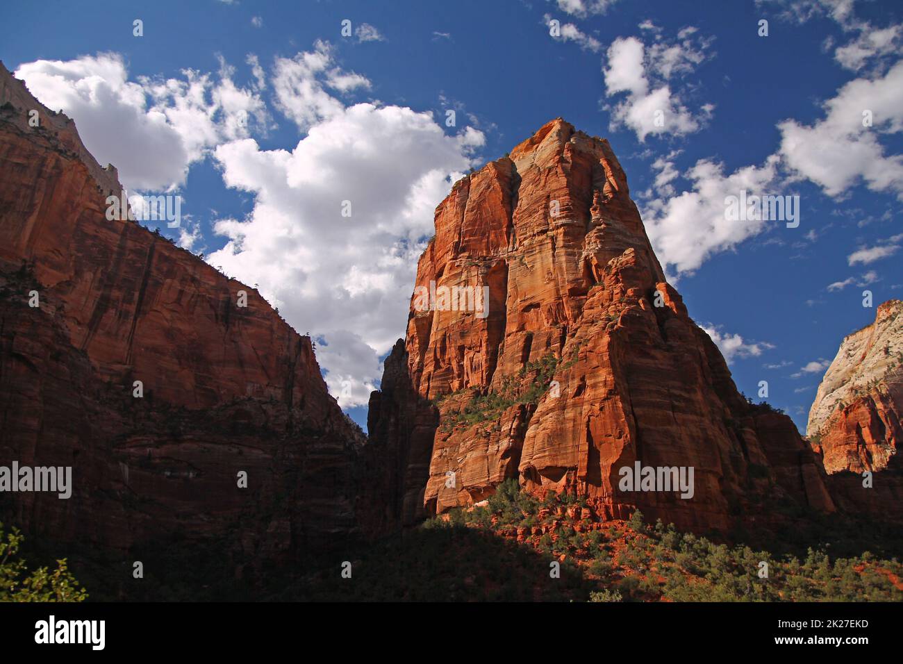 The Angels Landing red rock peak inside Zion National Park Stock Photo ...