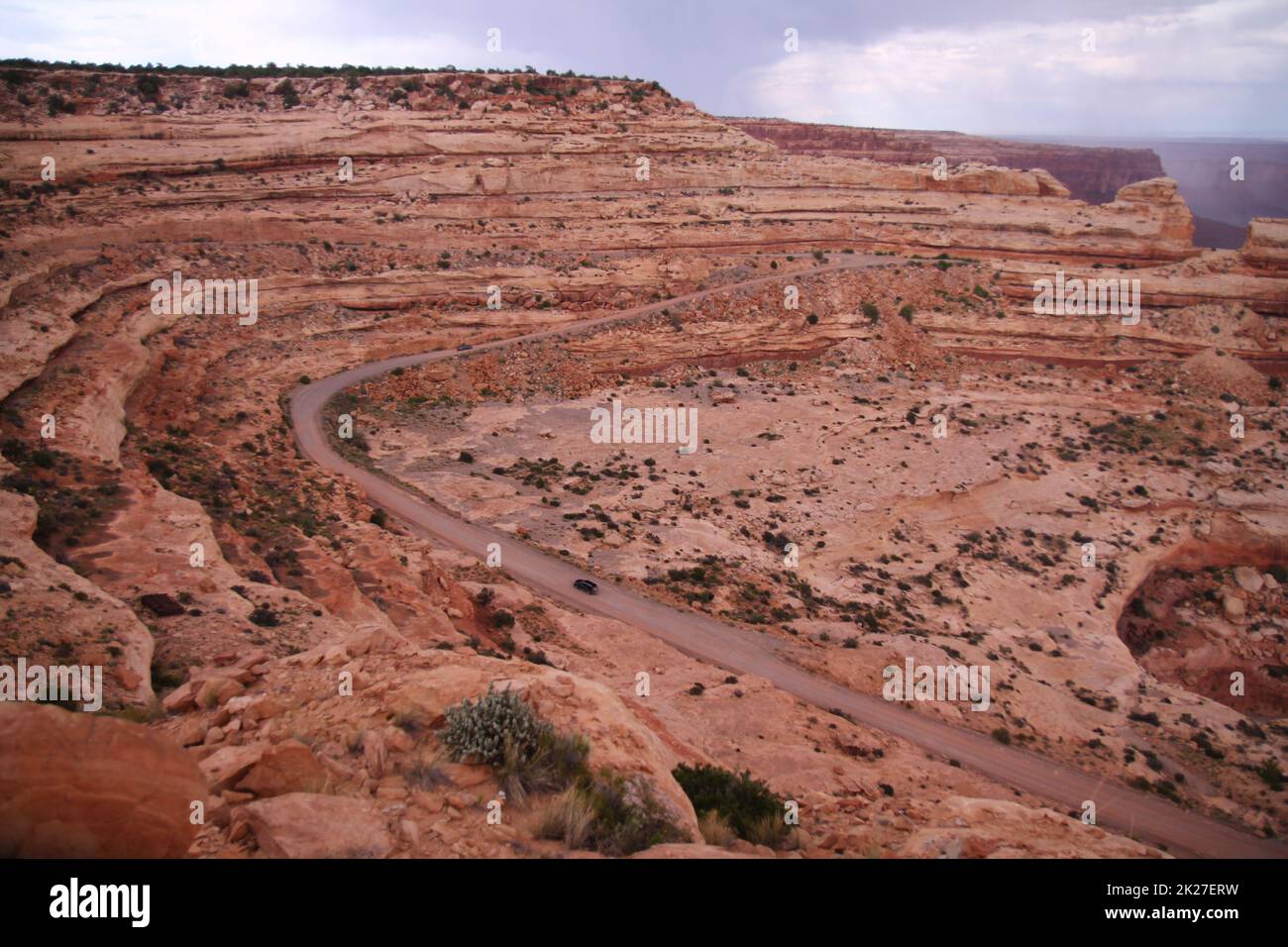 The slopes and the turns of the gravel street of the Moki Dugway Stock ...