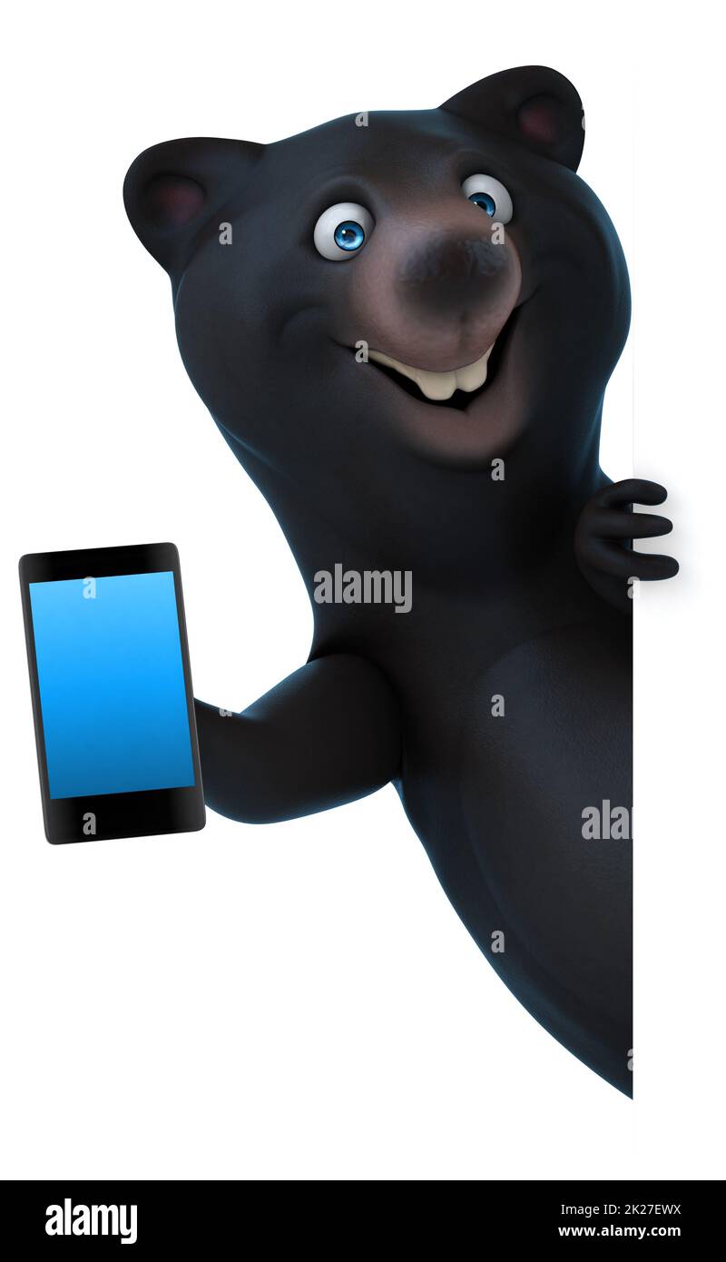 Fun bear with a phone - 3D Illustration Stock Photo - Alamy
