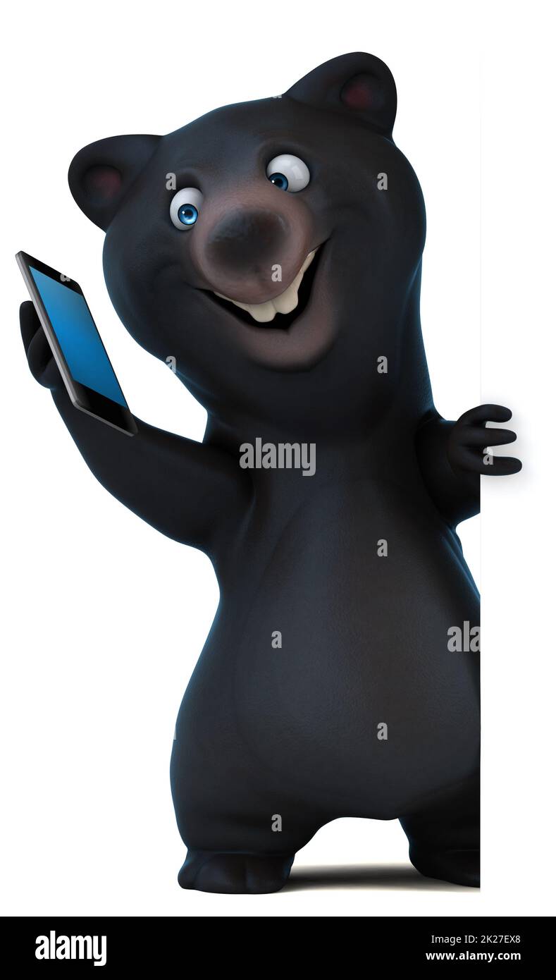 Fun bear with a phone - 3D Illustration Stock Photo - Alamy