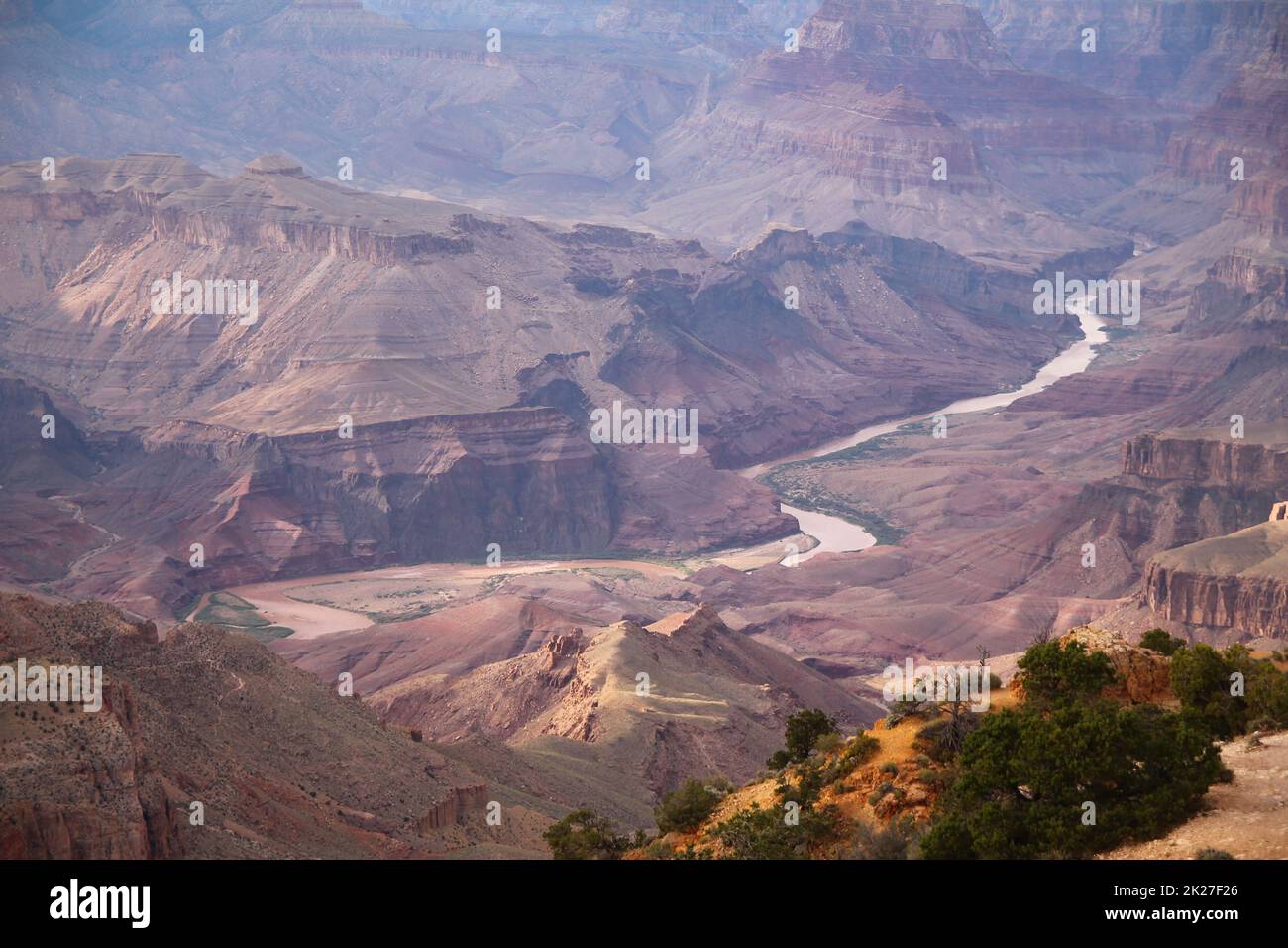 The far Colorado river flowing in the middle of the Grand Canyon ...