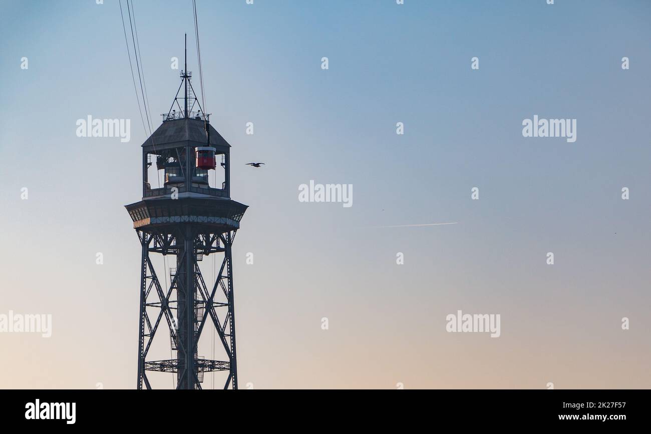 Port Vell Aerial Tramway Tower Stock Photo - Alamy