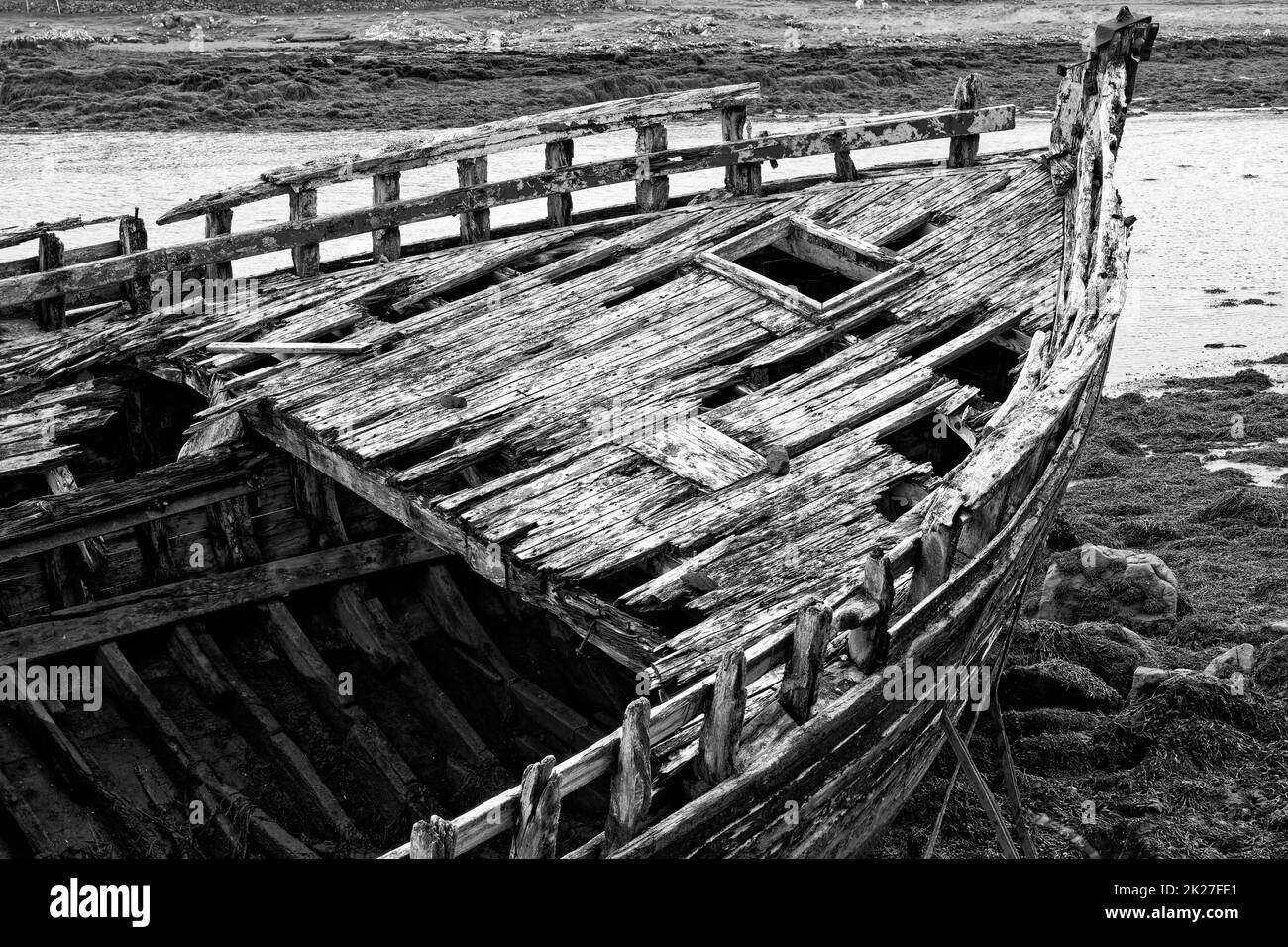 Decaying Wooden Fishing Boat near Dervaig, Isle of Mull, Scotland Stock ...