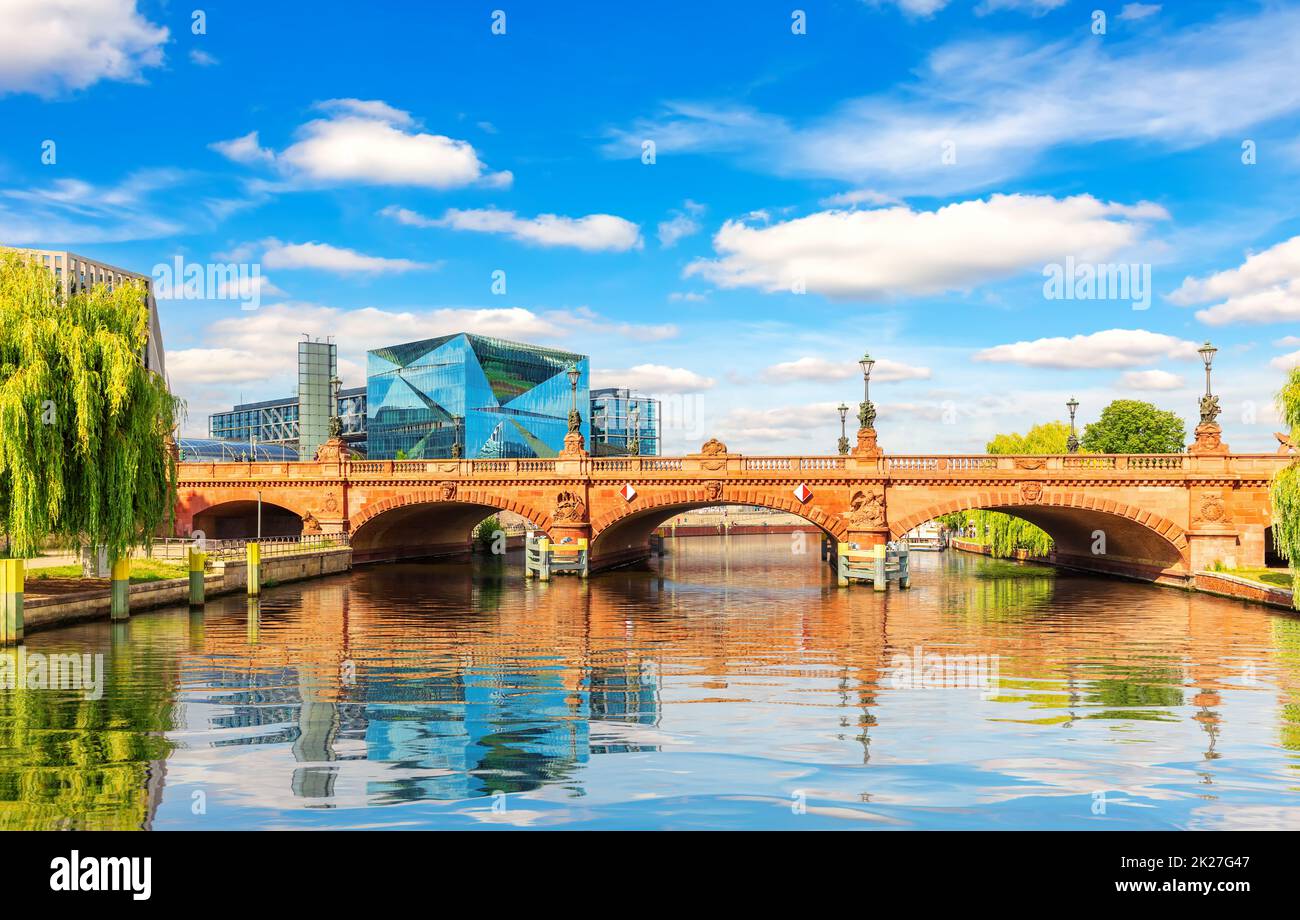Moltke Bridge over the Spree River in the downtown of Berlin, Germany ...