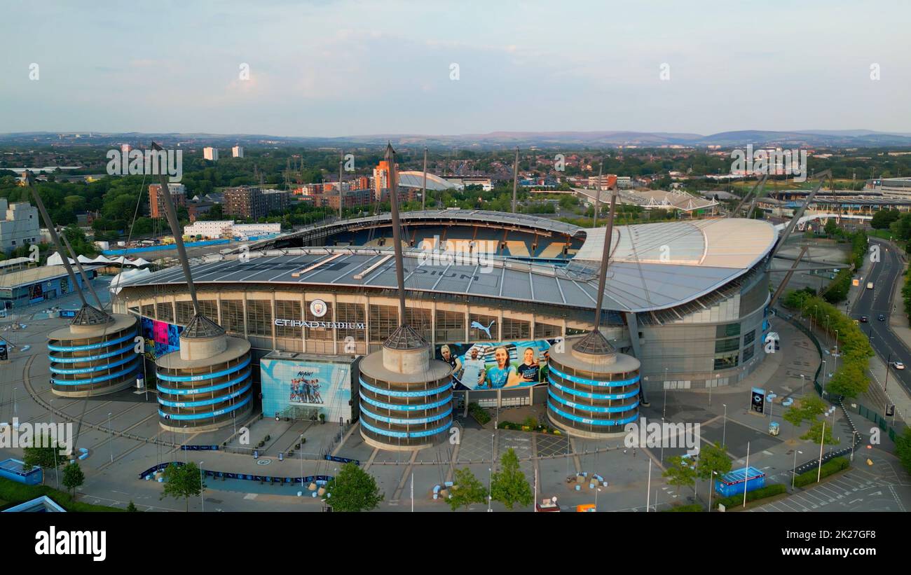 Etihad Stadium of Manchester City - aerial view - MANCHESTER, UK ...