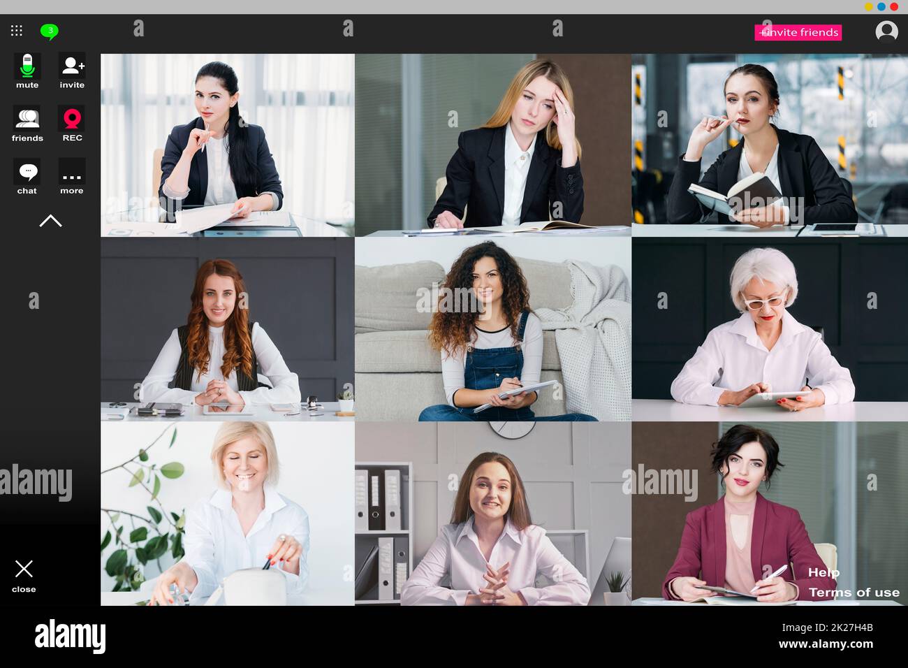 Group web chat. Video meeting. Professional webcast. Screenshot of ...