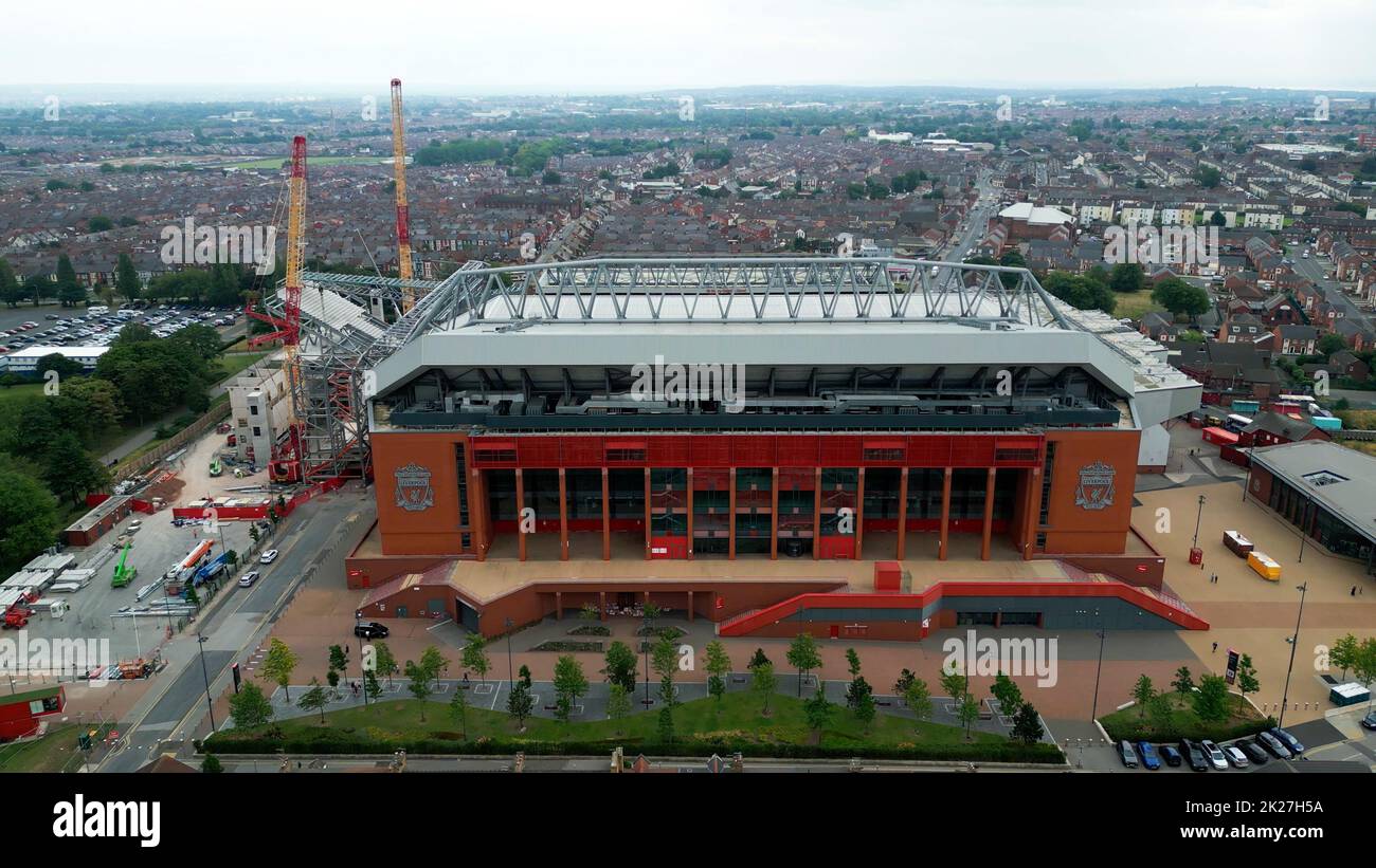 Anfield stadium of FC Liverpool from above - aerial view - LIVERPOOL ...