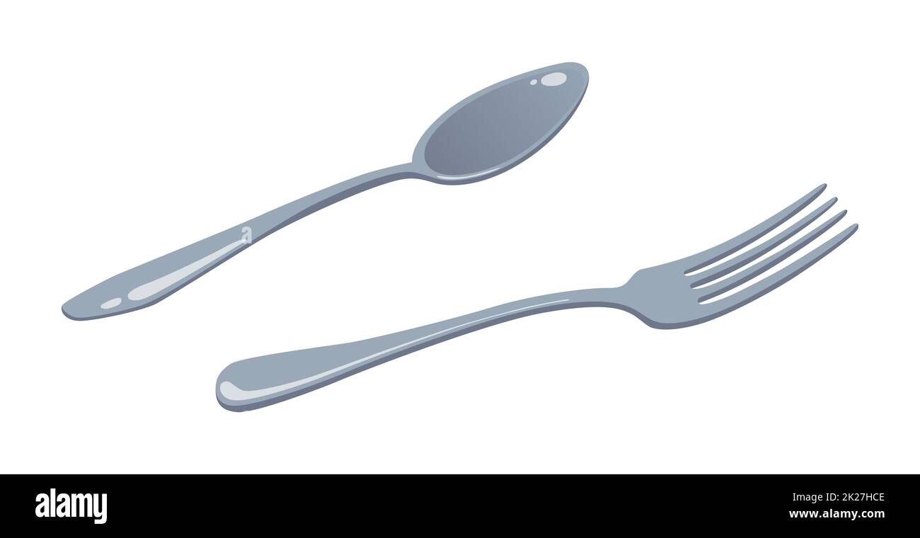 Realistic table fork and spoon on white background - Vector Stock Photo ...