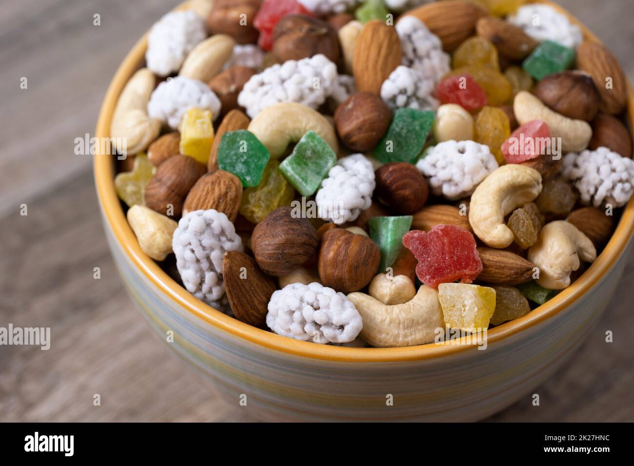 Sweets, raisin, candied fruit and nuts as a background Stock Photo - Alamy