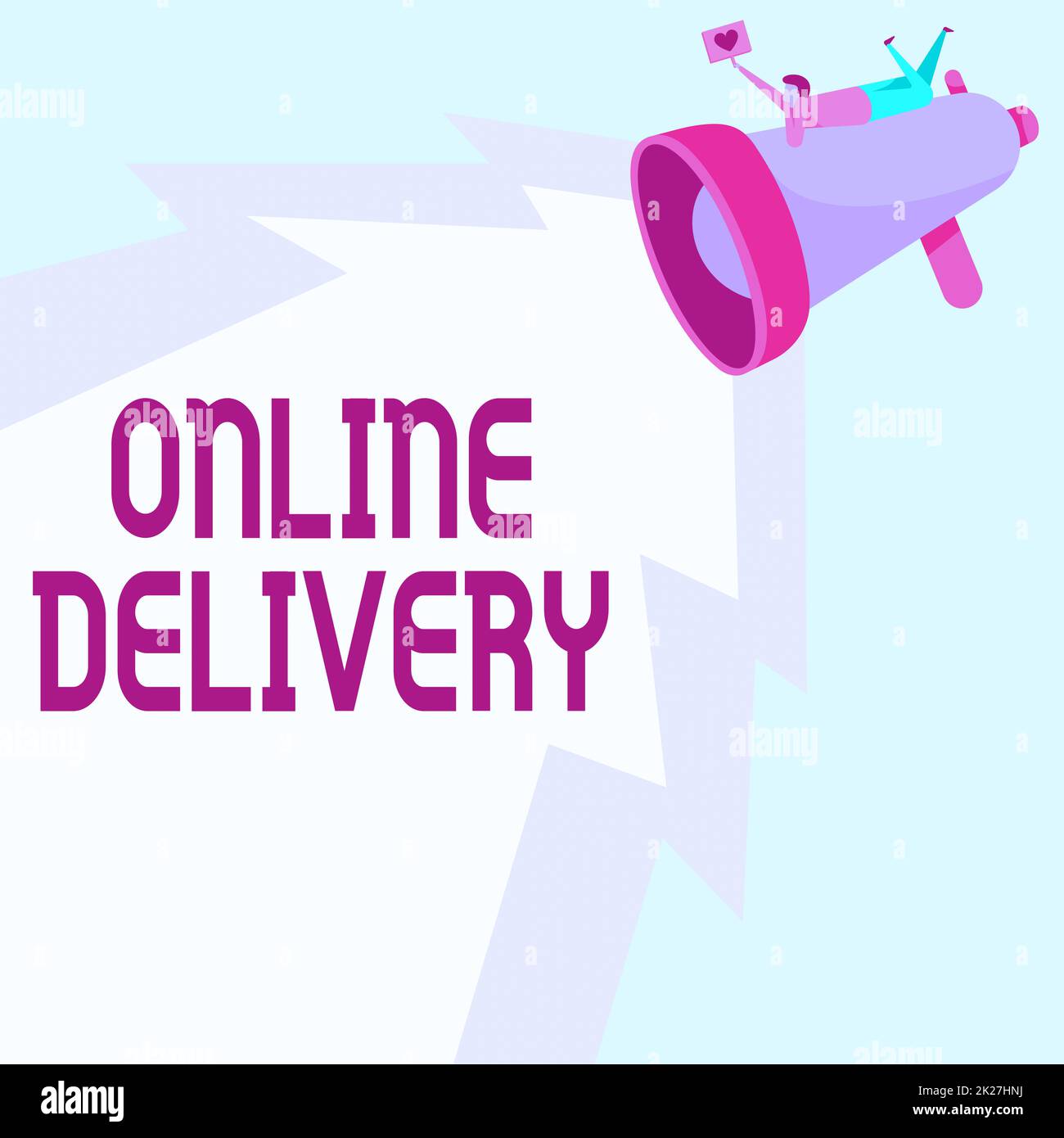 Hand writing sign Online Delivery. Business approach the act or manner ...