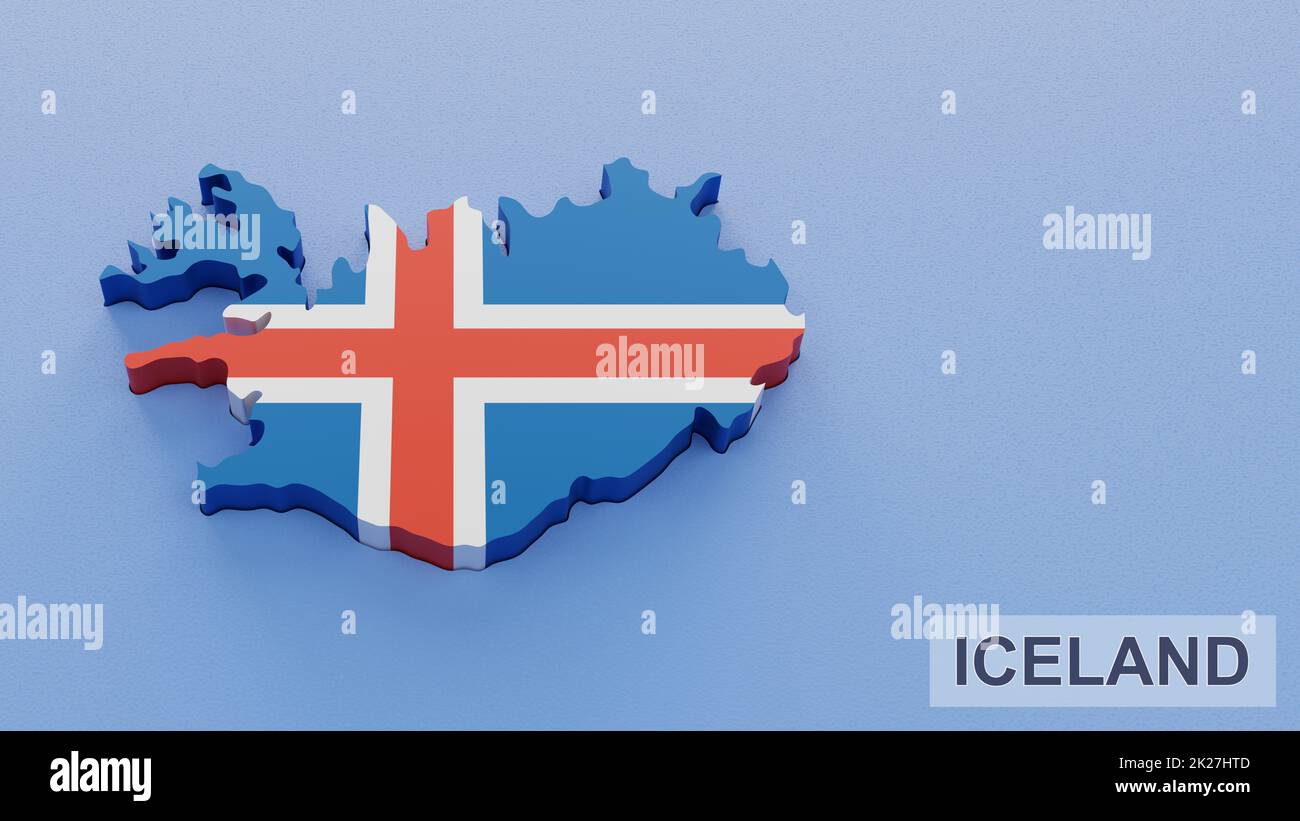 Iceland map 3D illustration. 3D rendering image and part of a series ...