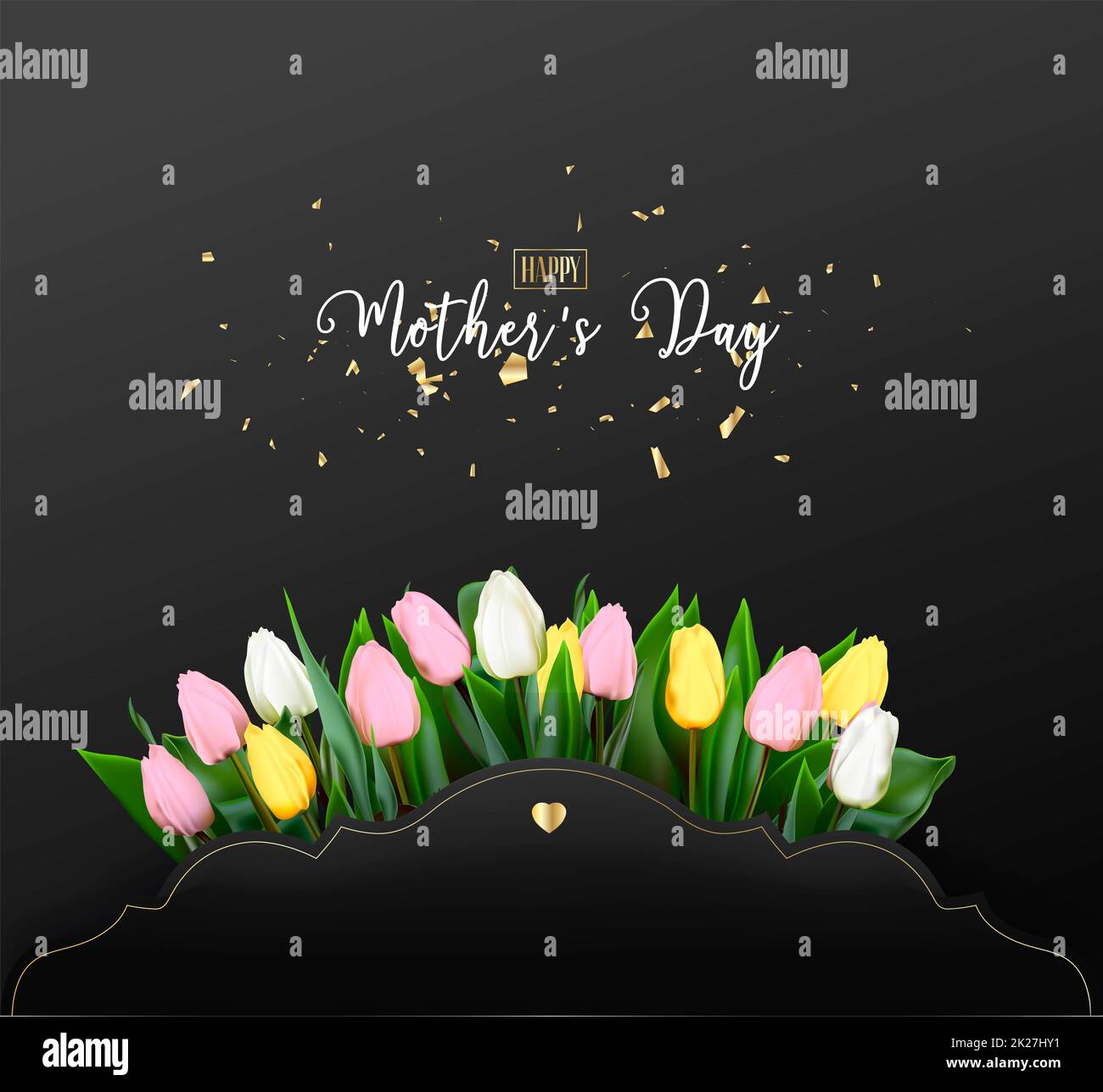 MOTHER'S DAY handwritten text with flowers. Template for poster ...