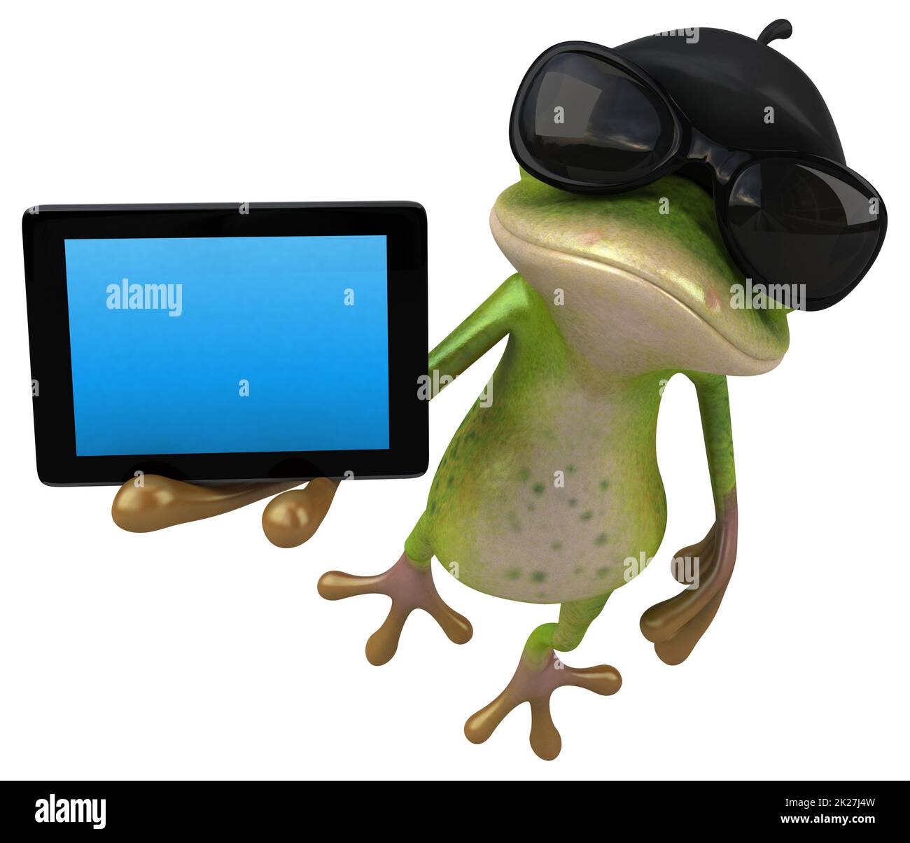 Fun french frog - 3D Illustration Stock Photo - Alamy