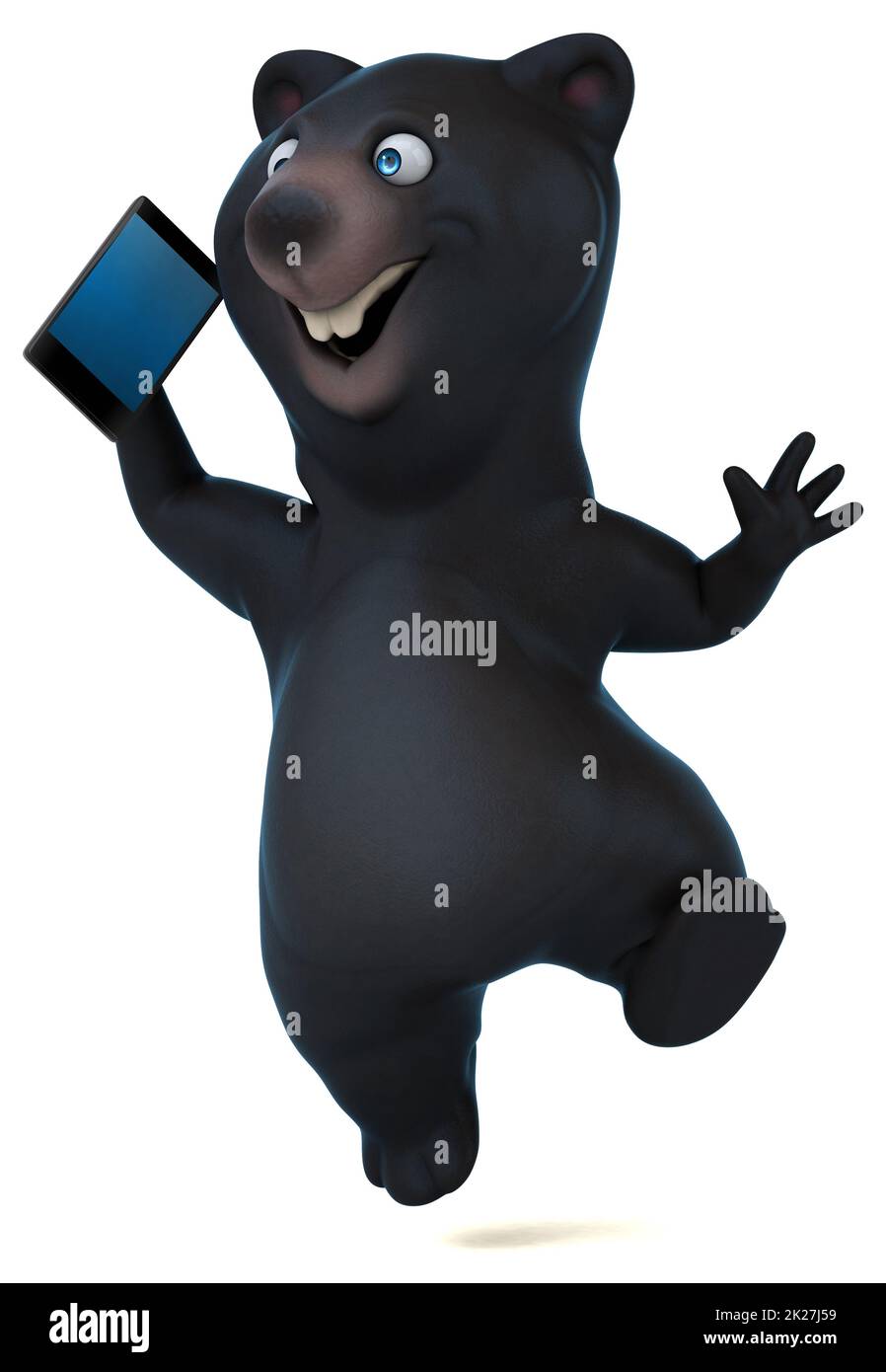 Fun bear with a phone - 3D Illustration Stock Photo - Alamy