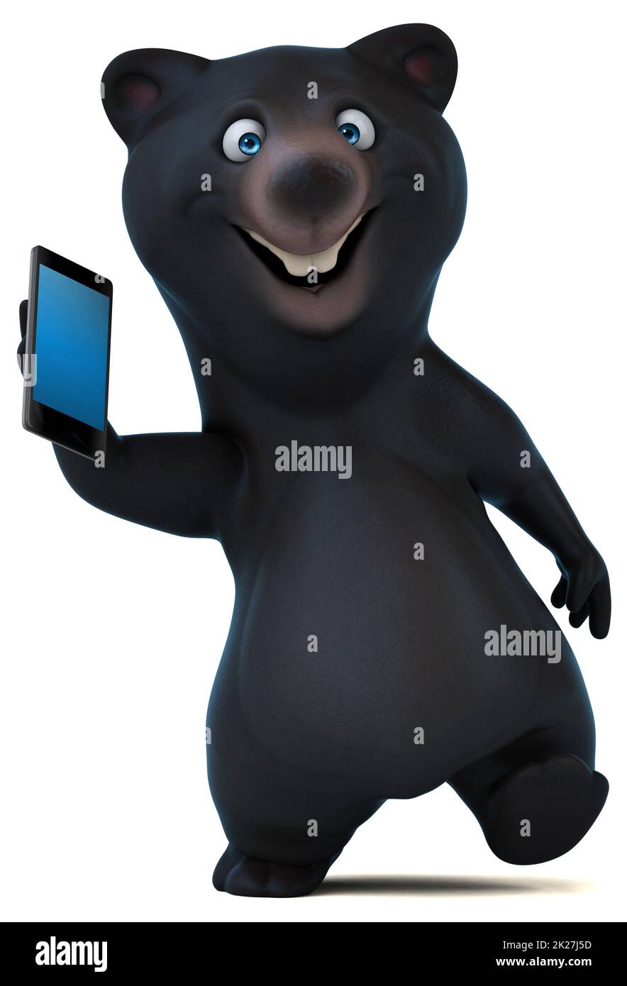 Fun bear with a phone - 3D Illustration Stock Photo - Alamy