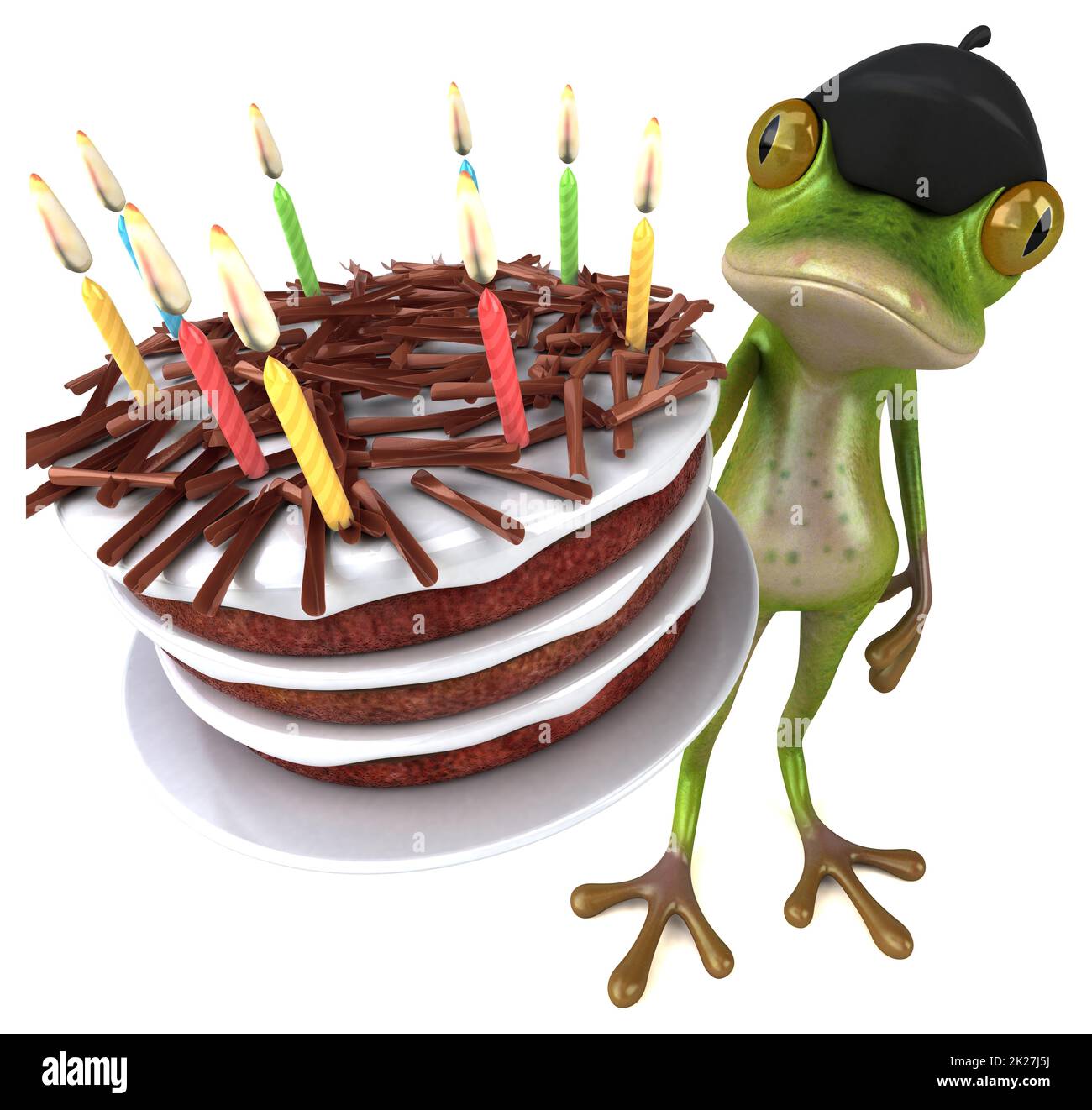 Fun french frog - 3D Illustration Stock Photo - Alamy