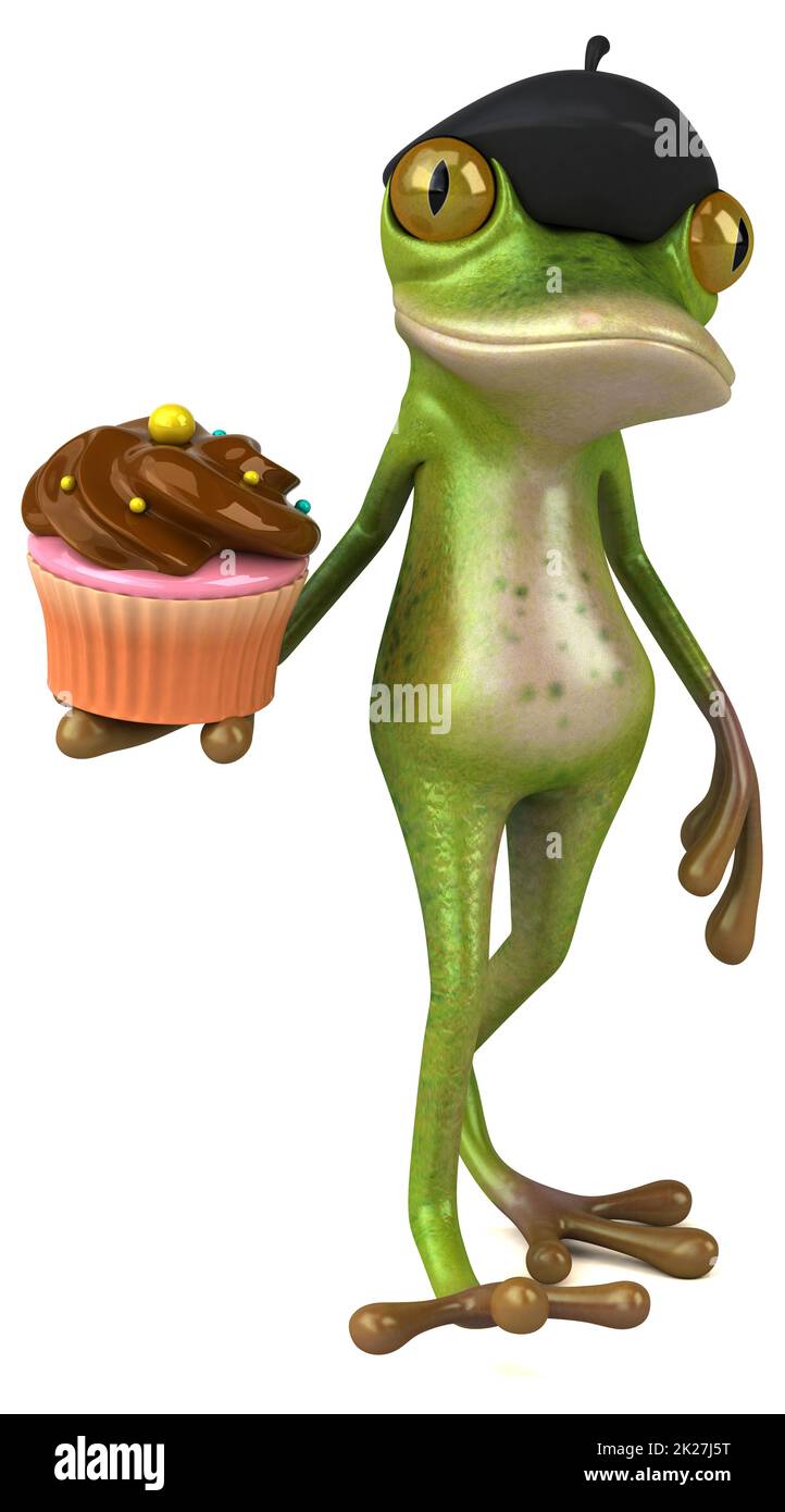 Fun french frog - 3D Illustration Stock Photo - Alamy