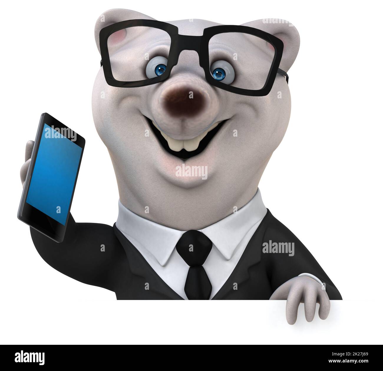 Fun bear with a phone - 3D Illustration Stock Photo - Alamy