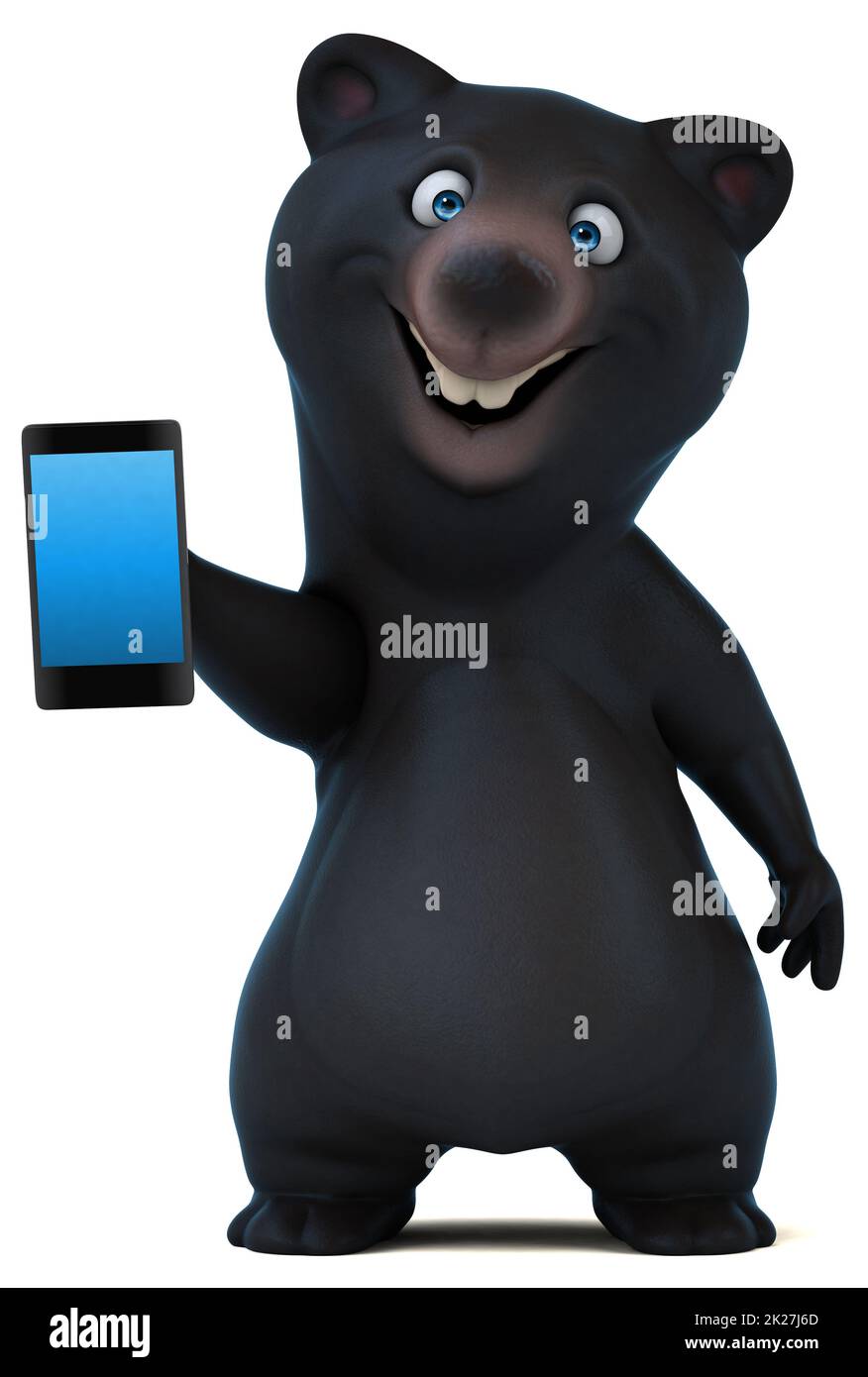 Fun bear with a phone - 3D Illustration Stock Photo - Alamy