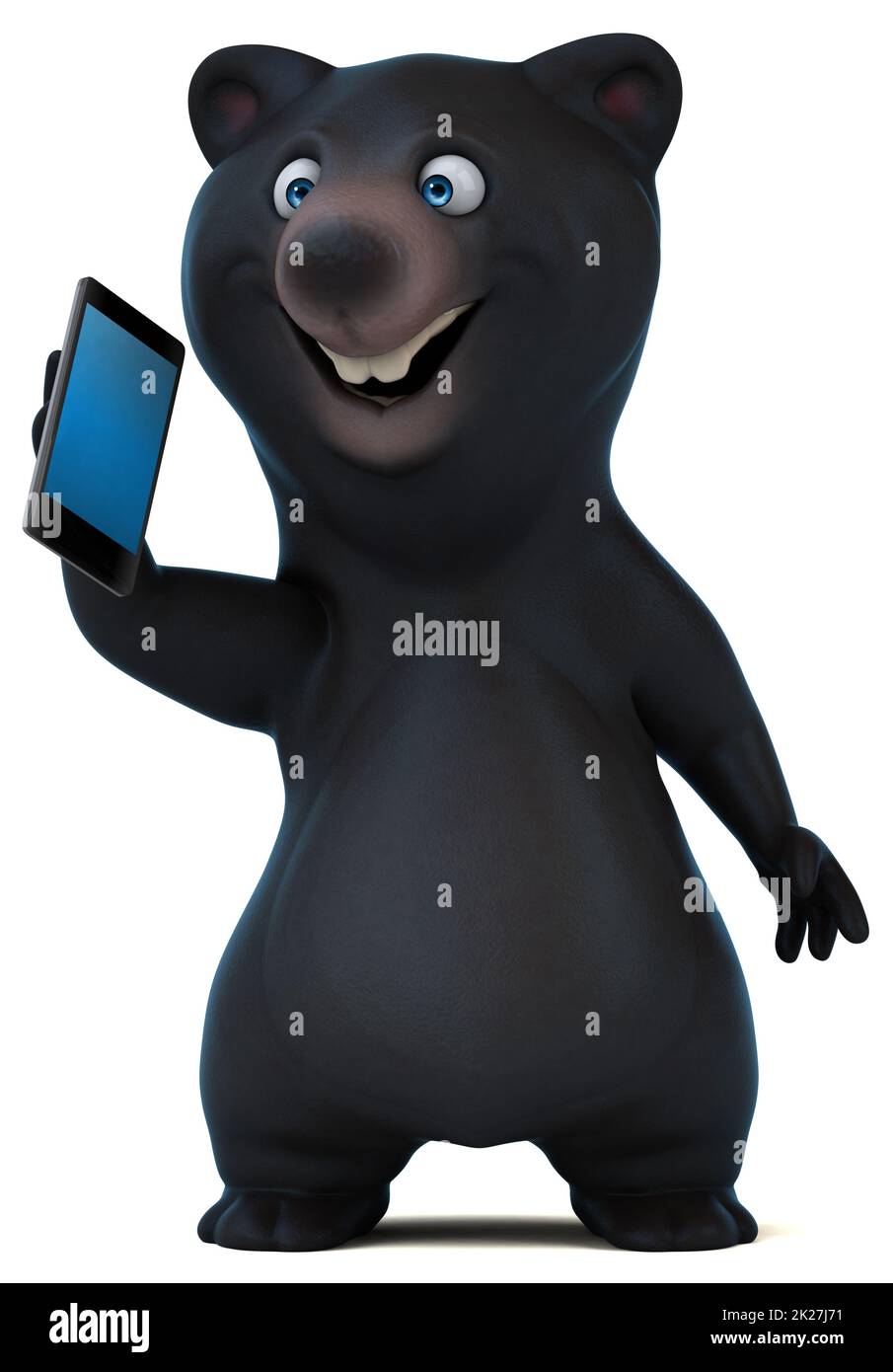 Fun bear with a phone - 3D Illustration Stock Photo - Alamy
