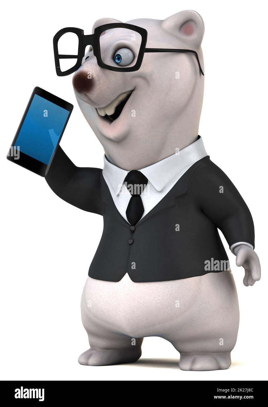 Fun bear with a phone - 3D Illustration Stock Photo - Alamy
