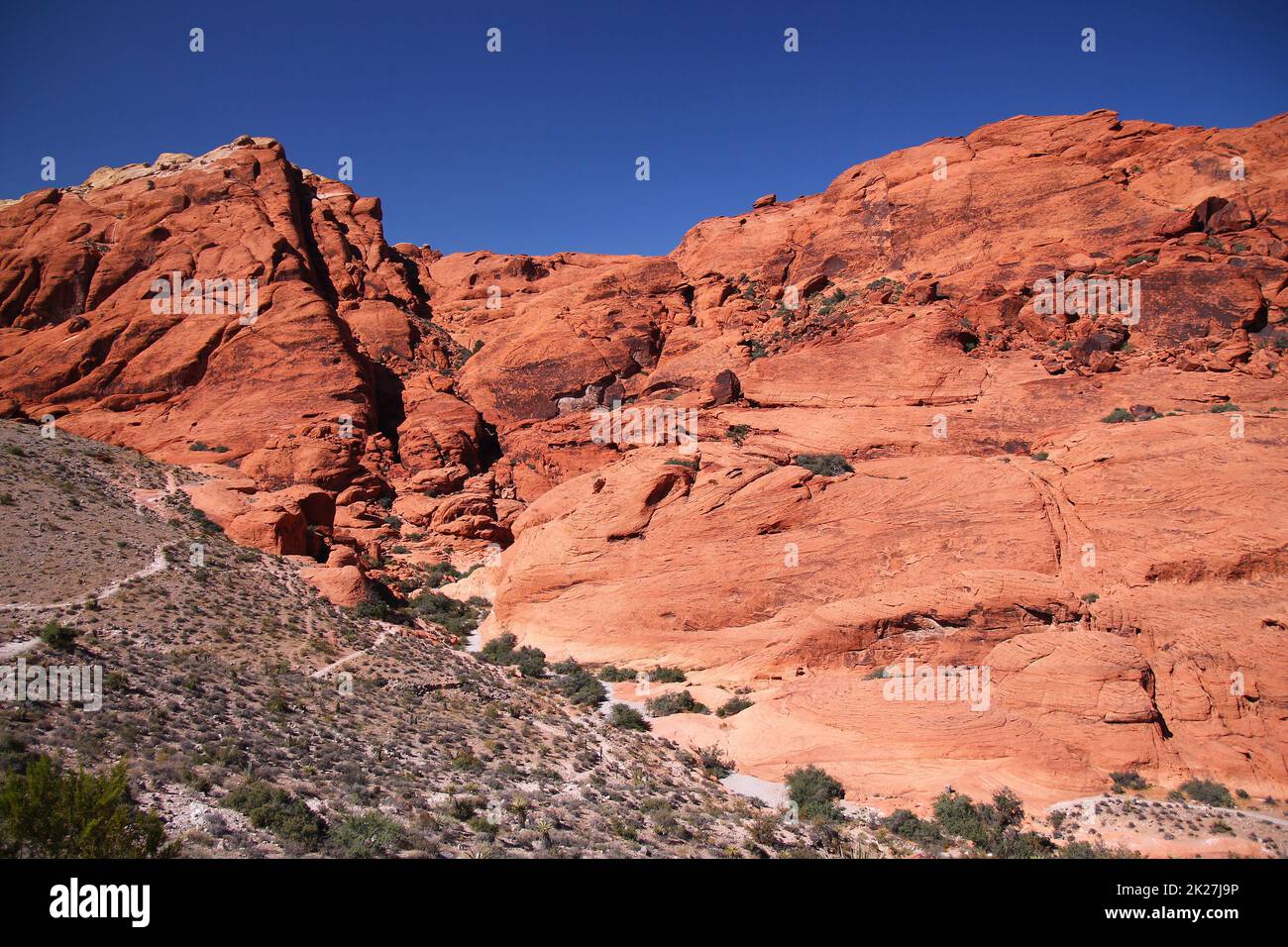 The Red Rock mountains with the peaks on the clear blue sky in the ...