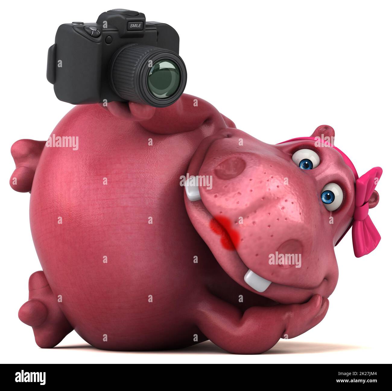 Pink Hippo - 3D Illustration Stock Photo - Alamy