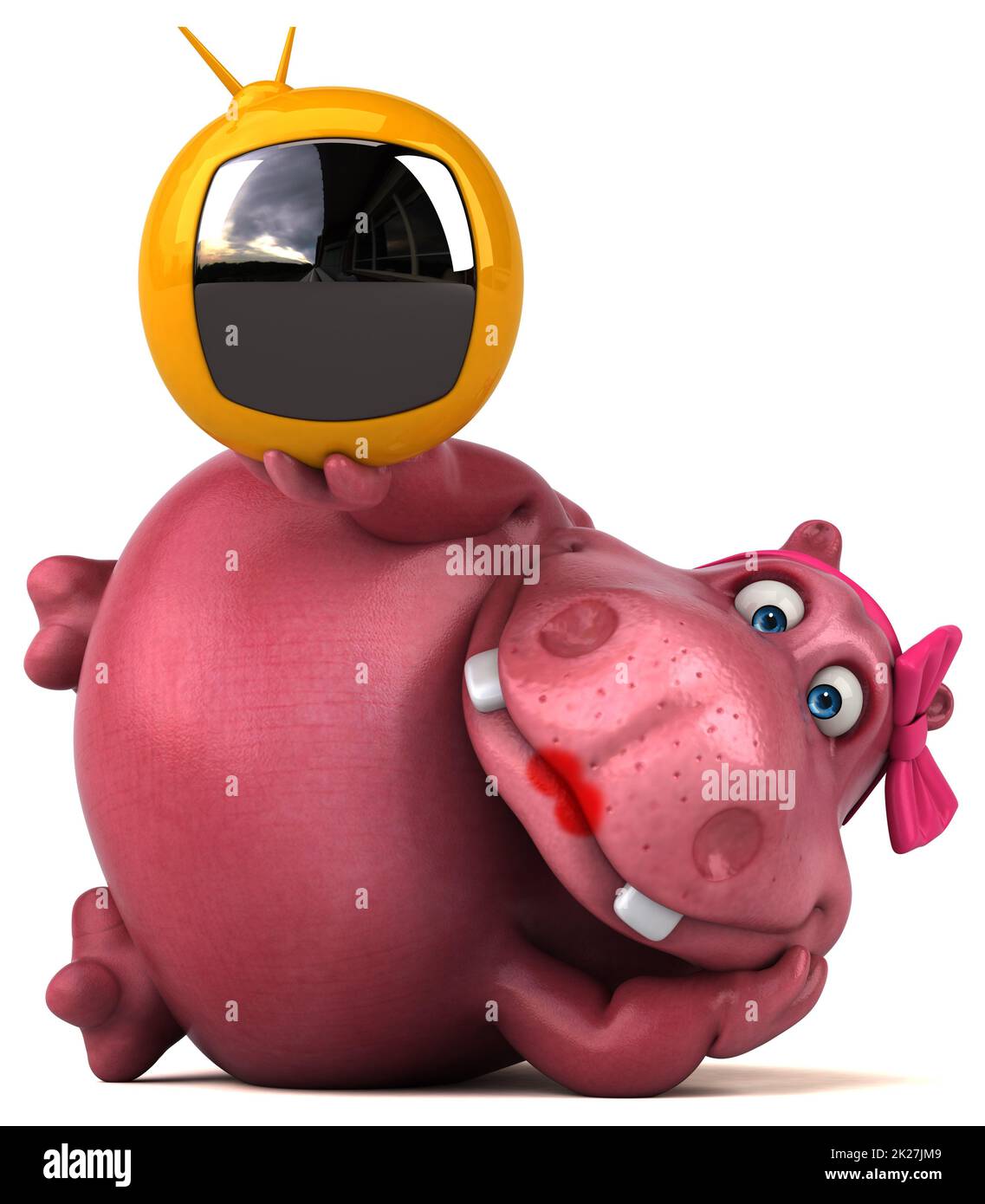 Pink Hippo - 3D Illustration Stock Photo - Alamy